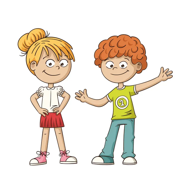 Two Children Talking Cartoon