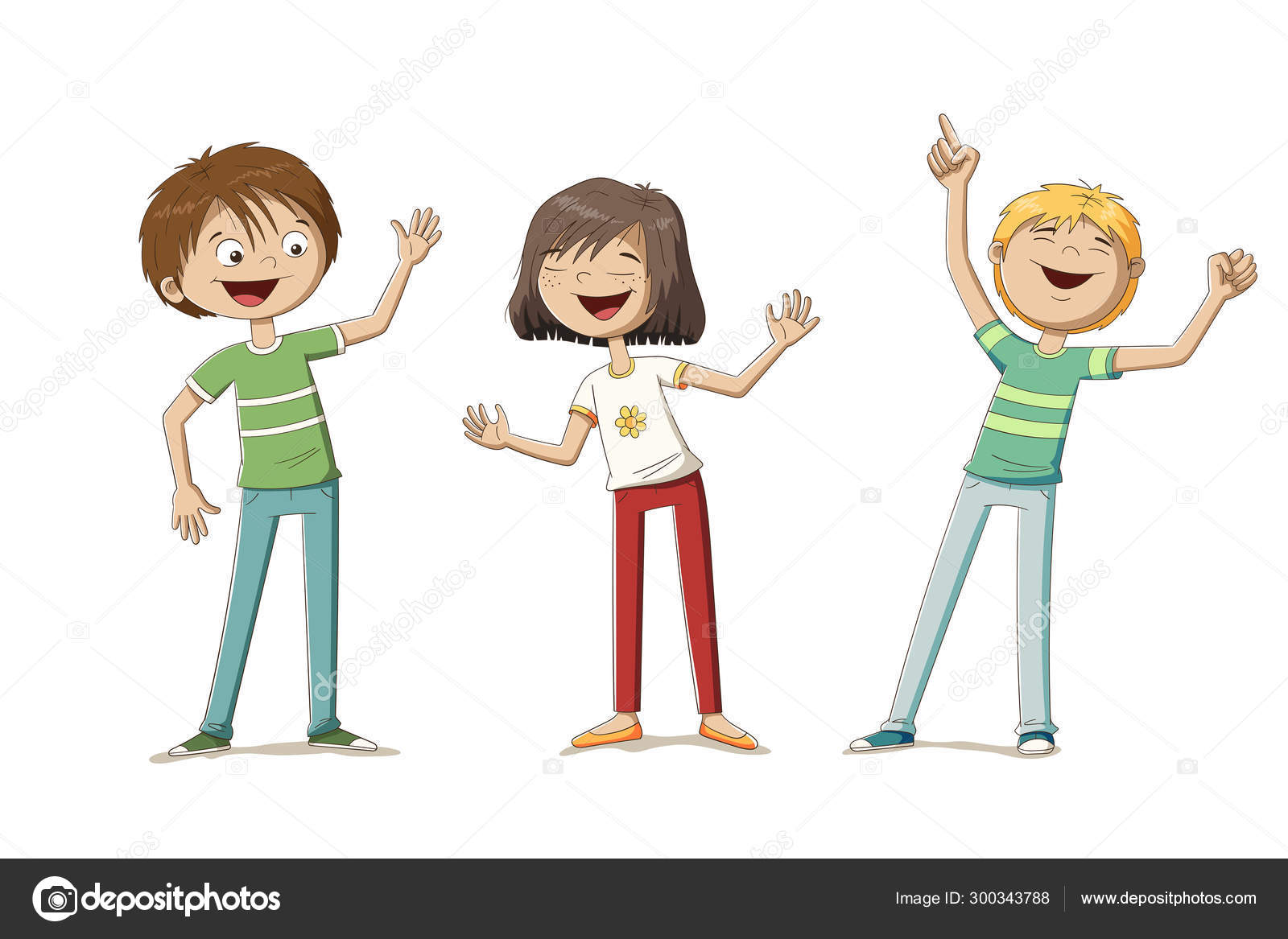 Three Happy Kids Stock Vector by ©G.Wolf 300343788