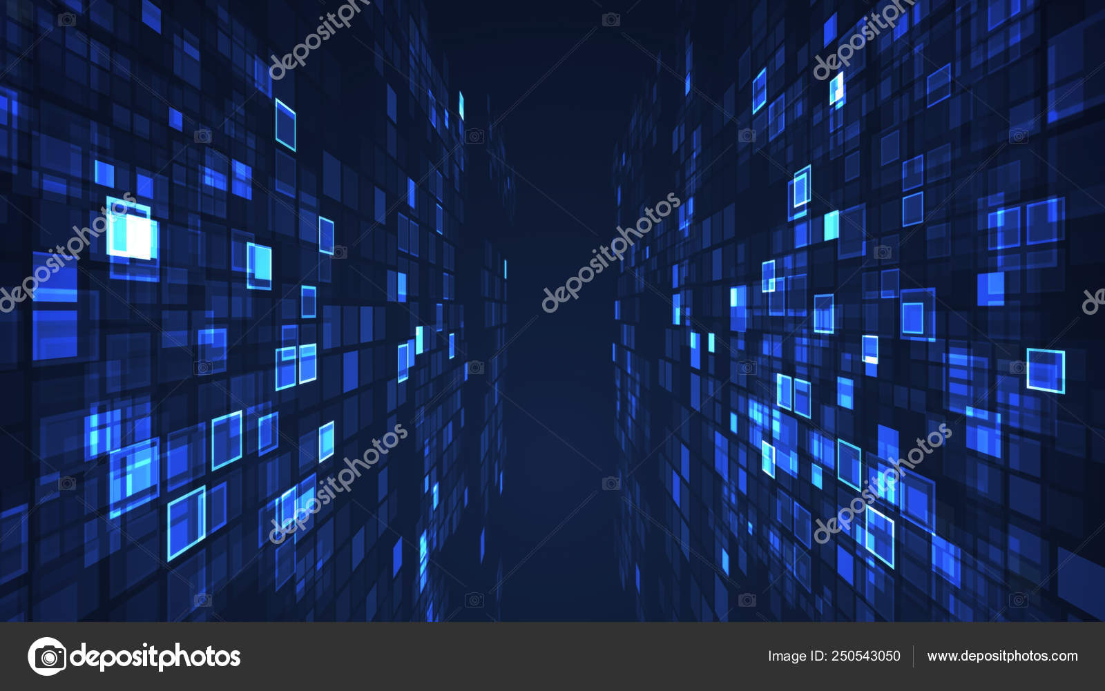 Abstract Blue Graphic Flashing Rectangle Grid Perspective Background ...