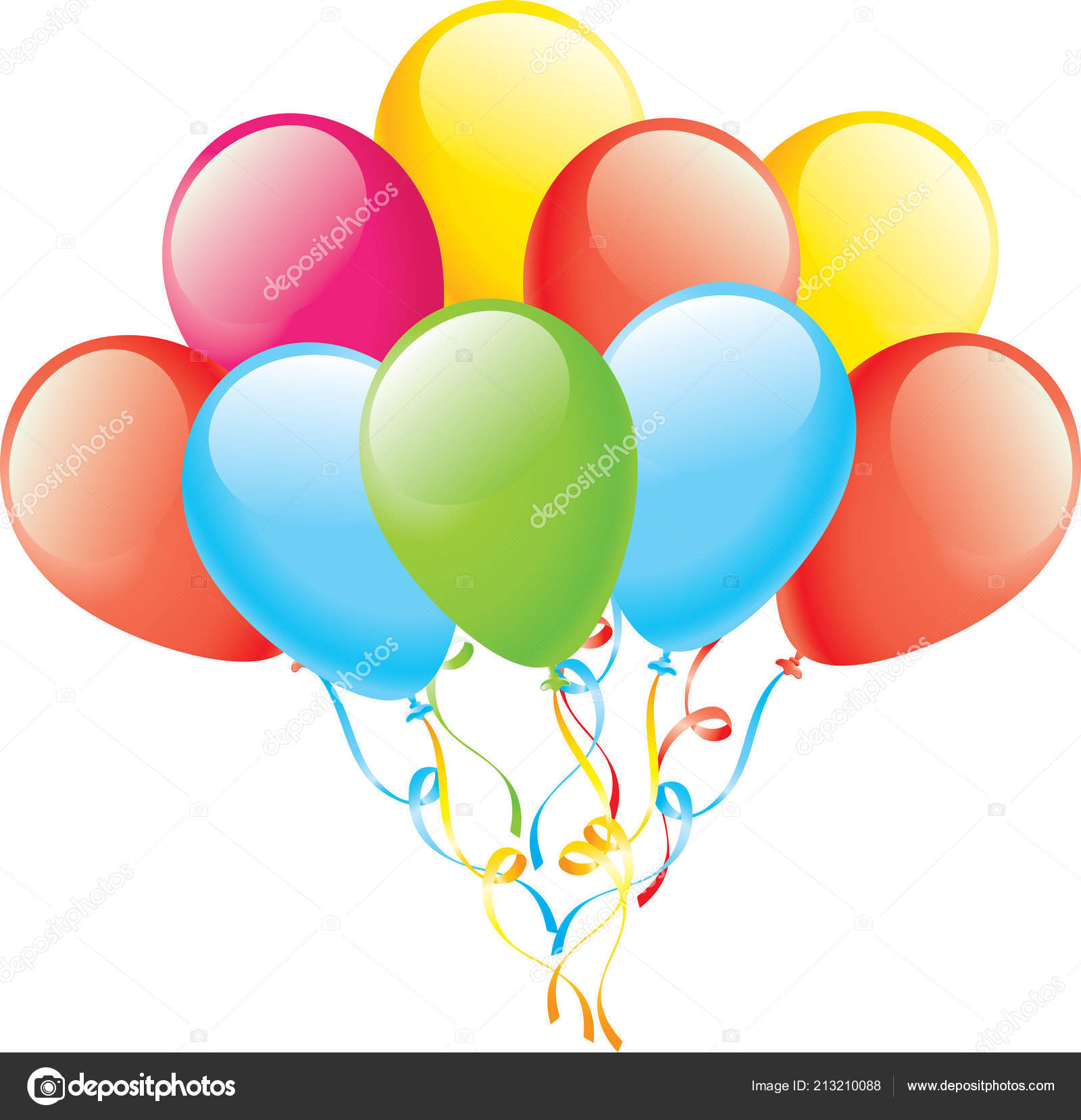 Nine Balloons Color Balloon Glossy Vector Eps Stock Vector Image by ...