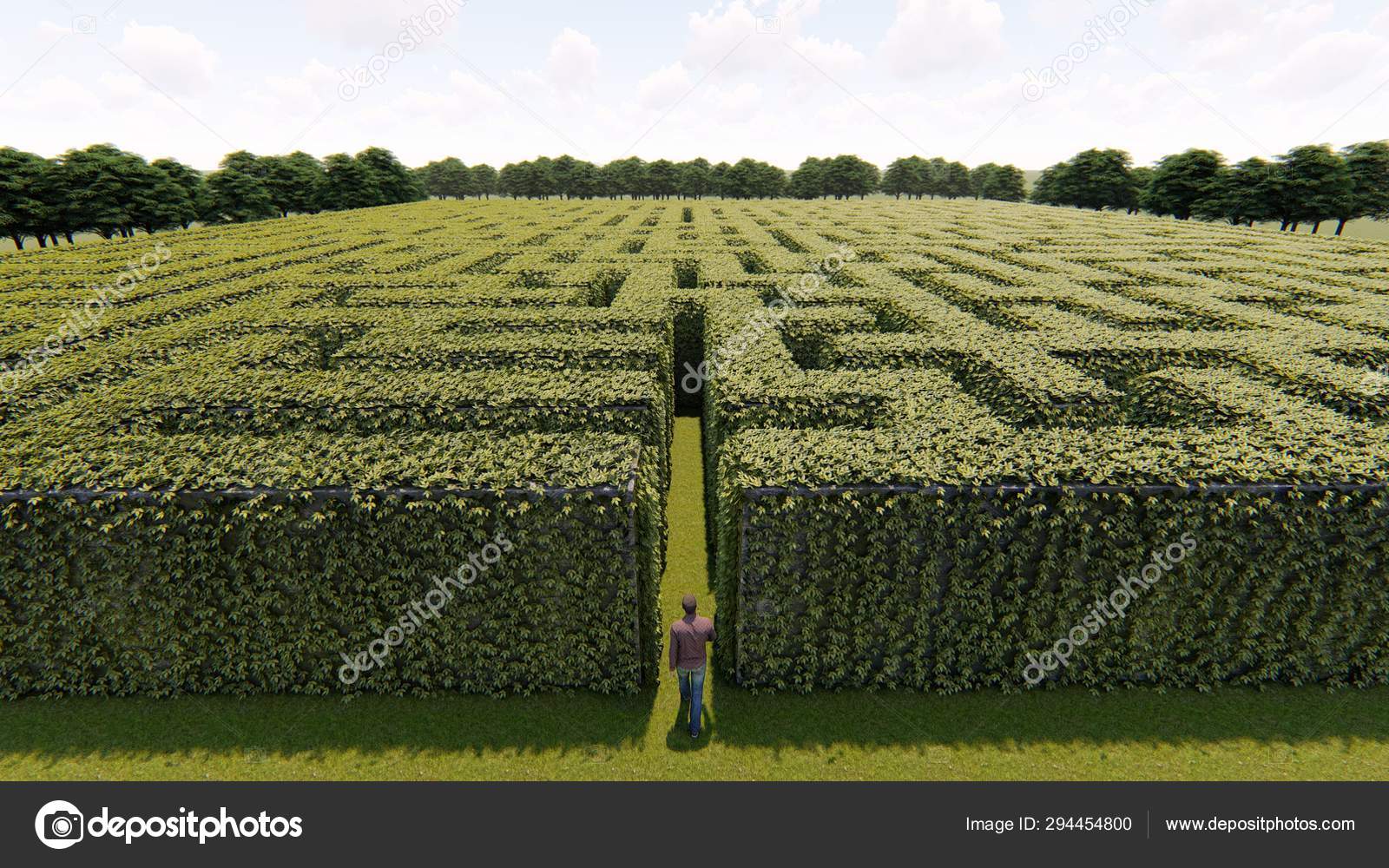 Man Walking Big Labyrinth Rendering Stock Photo by ©dragancfm 294454800