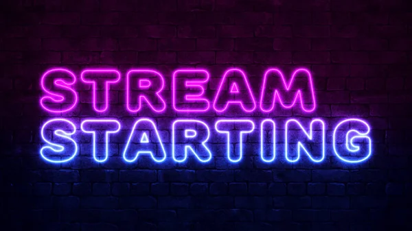 Game Stream background. Purple and Blue Neon inscription on a dark ...