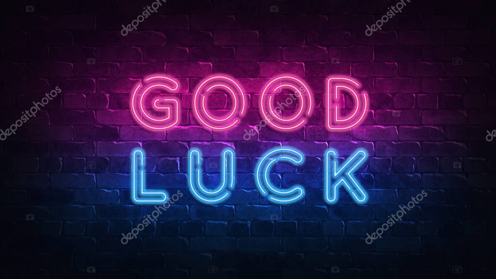 Buena suerte letrero de neón, gran diseño para cualquier propósito. 3D ...