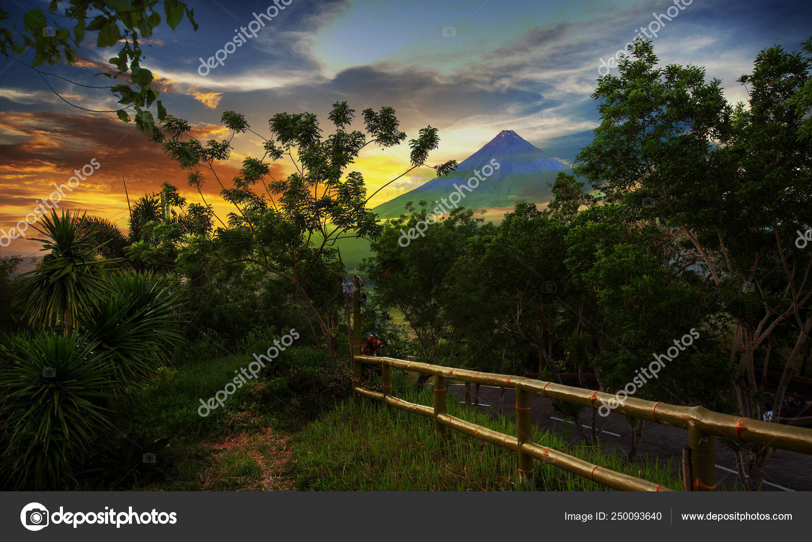 Mayon Volcano Sunset Time Stock Photo by ©ooGleb 250093640