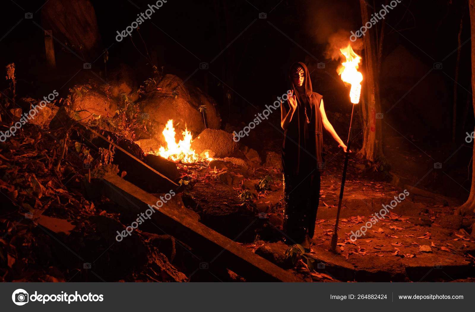Woman Walking Through Fire