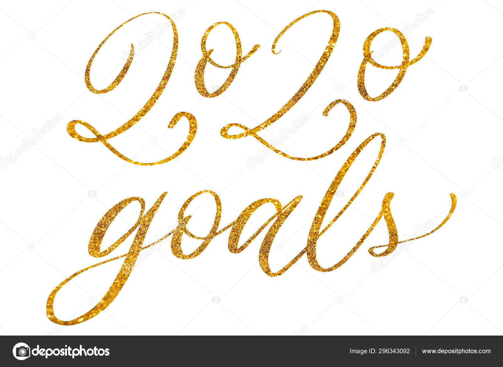 Colorful Hand Drawn Glitter Goals Year 2020 Calligraphy Text White ...