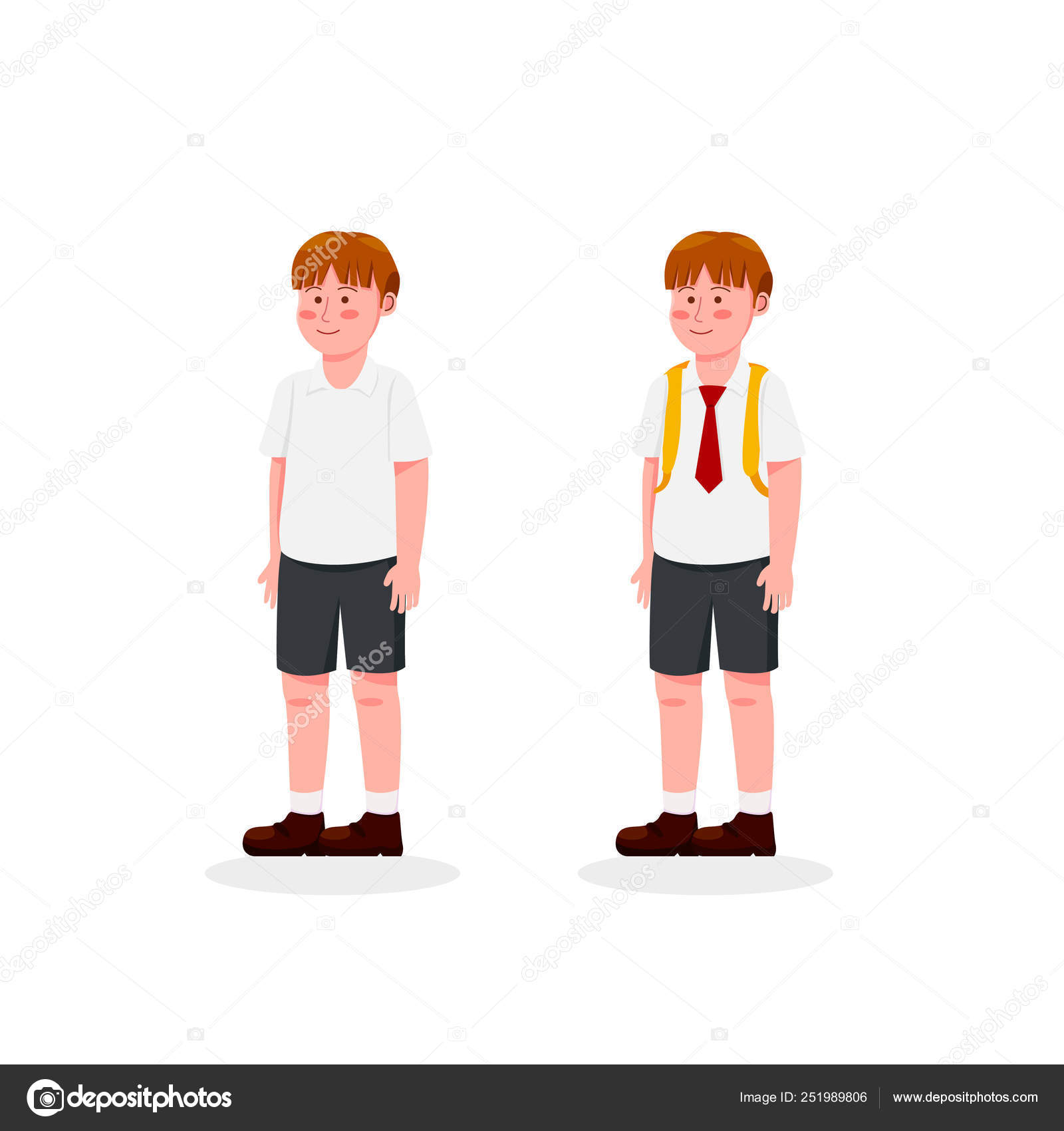 School Boy Character Design Illustration Flat Vector Cartoon Stock ...