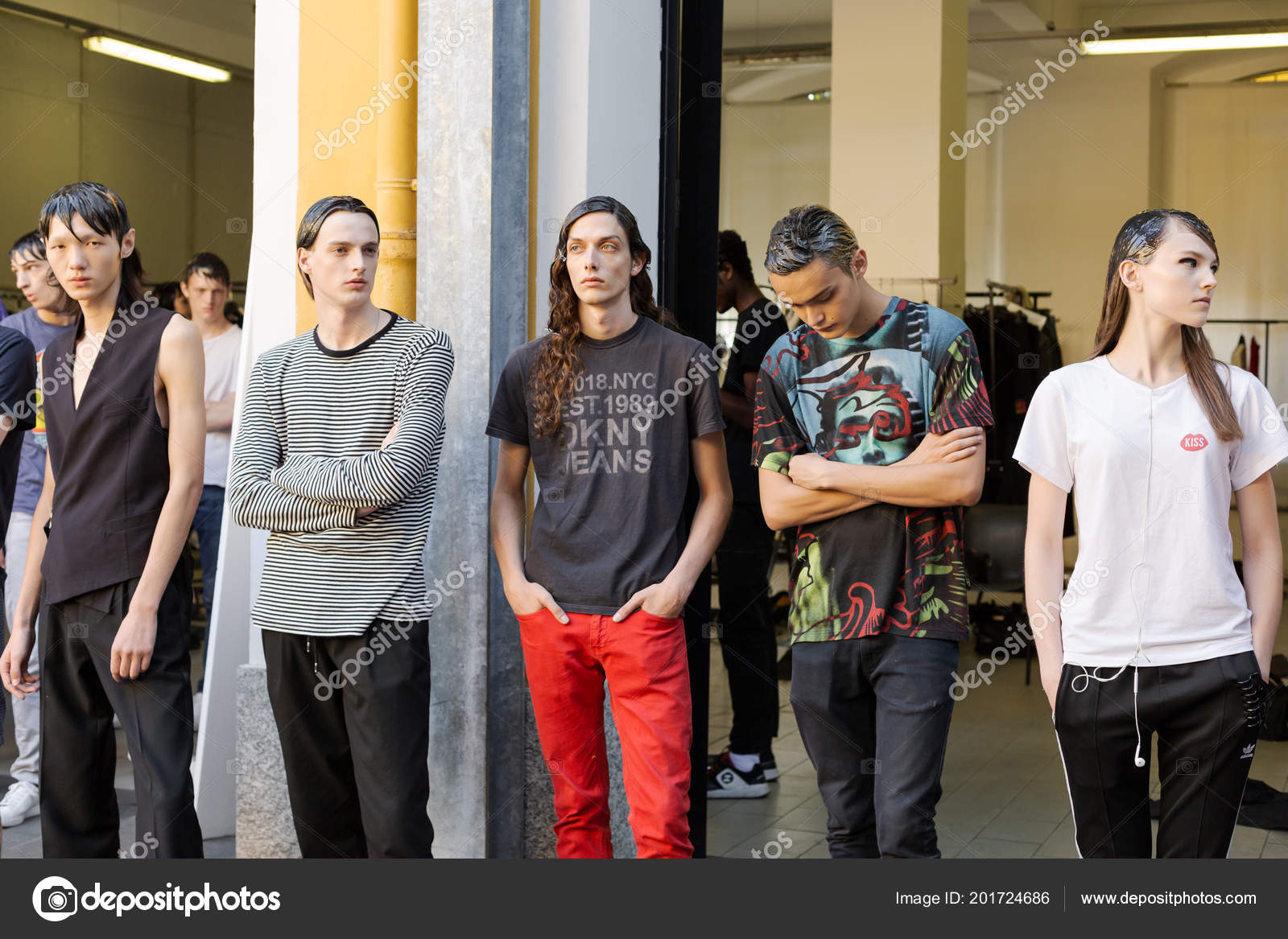 Milan Italy June Beautiful Models Pose Backstage Just M1992 Show ...