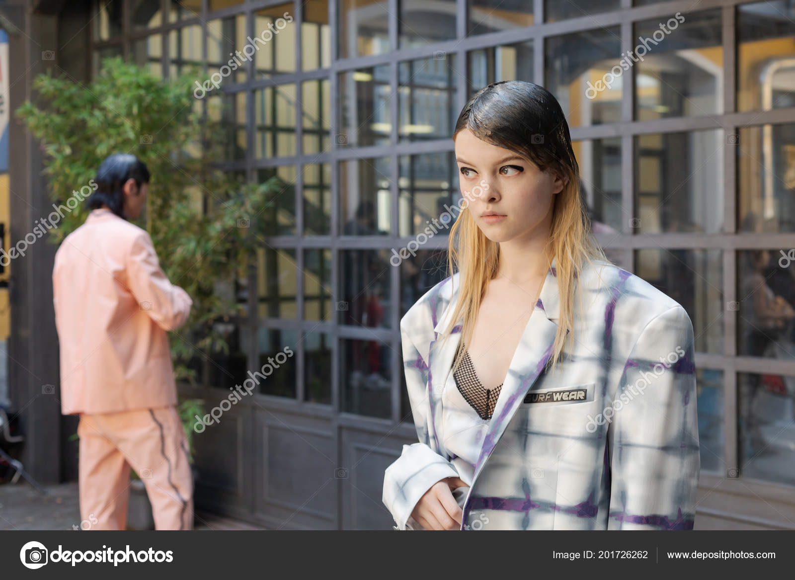 Milan Italy June Beautiful Model Poses Backstage Just M1992 Show ...