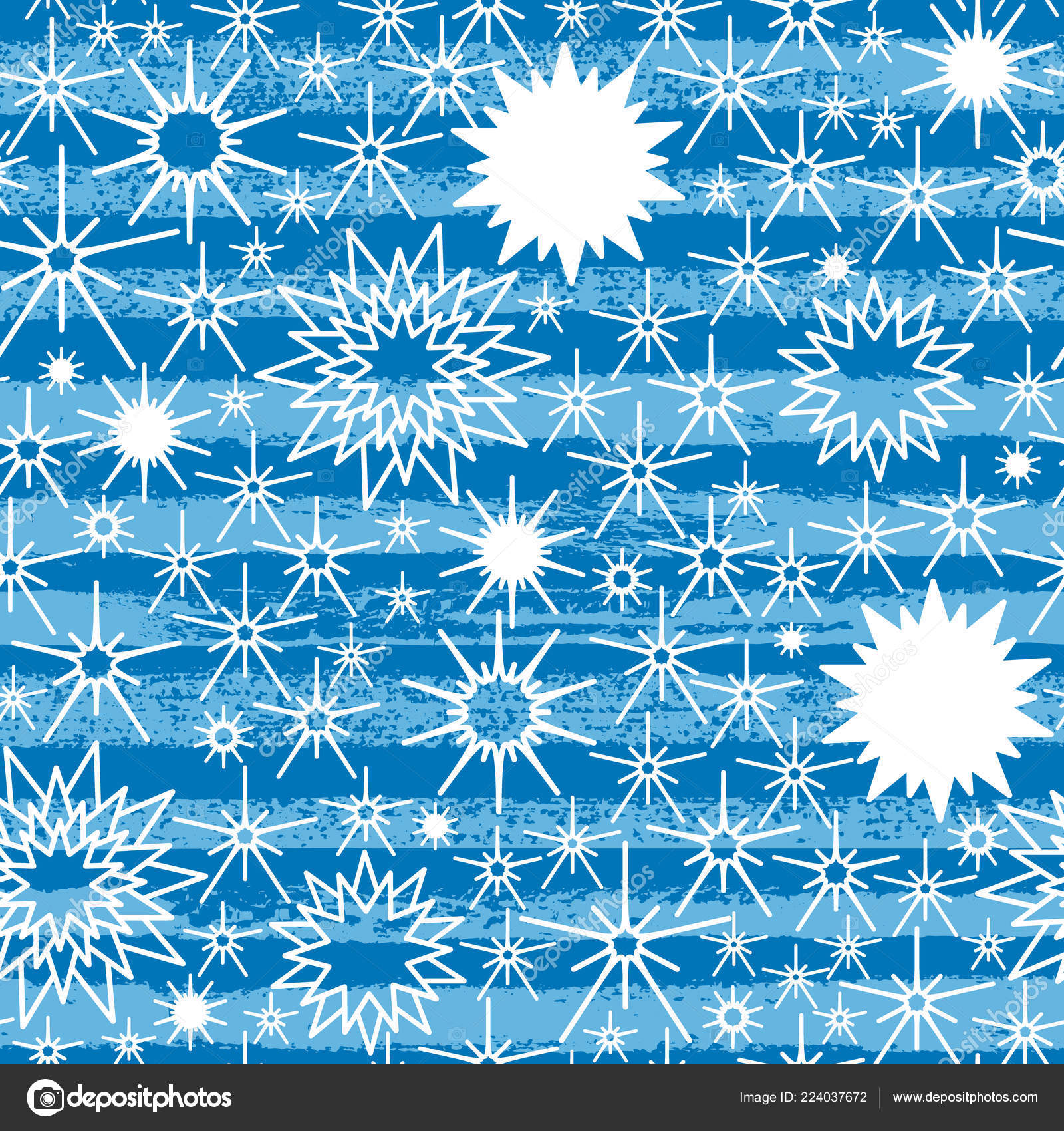 Hand Drawn Indigo Night Sky Stars Striped Seamless Pattern Vector Stock ...