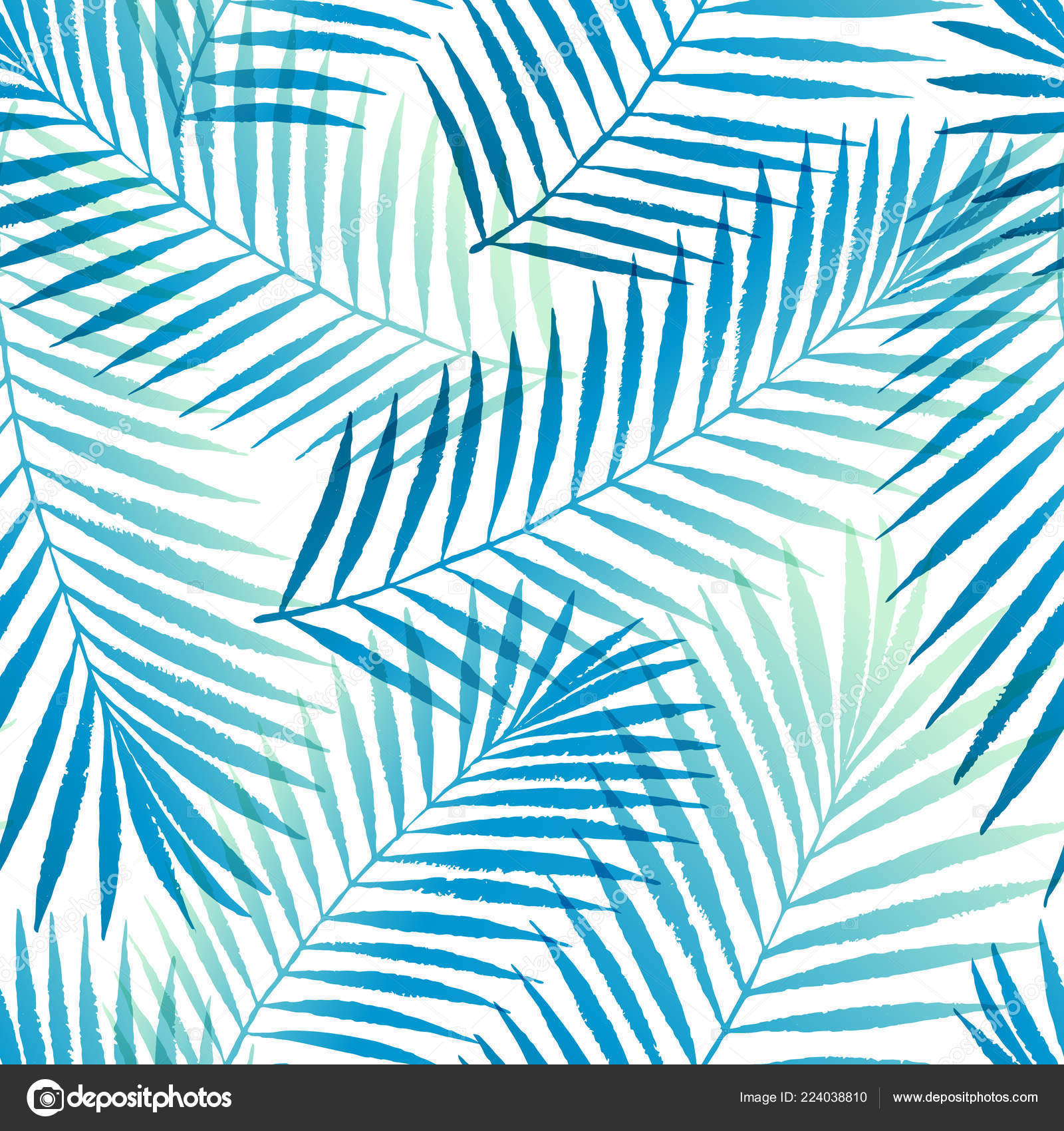 Summer Gradient Tropical Palm Tree Leaves Seamless Pattern Vector ...