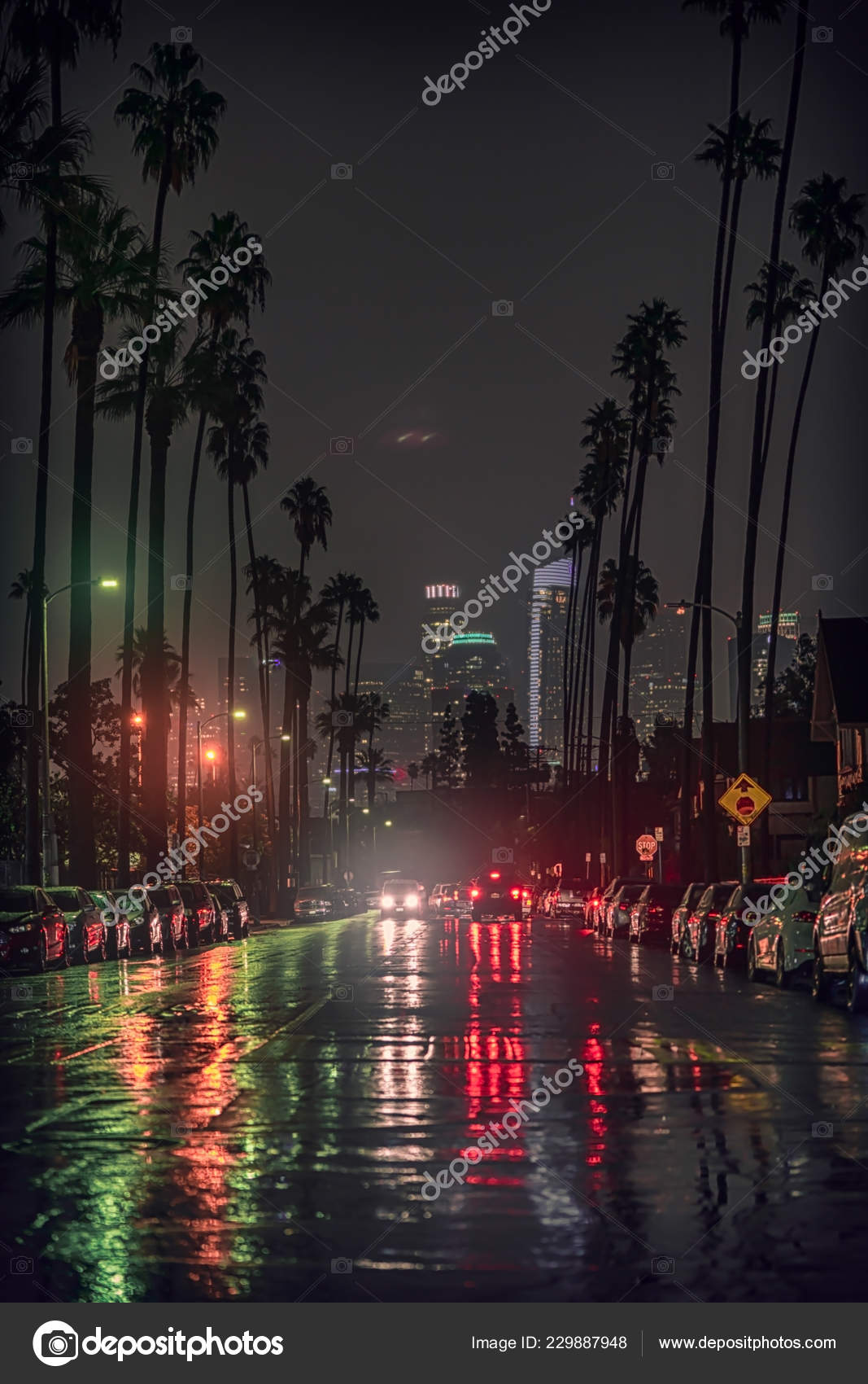 Los Angeles Rain Night — Stock Photo © SimplyADLC #229887948