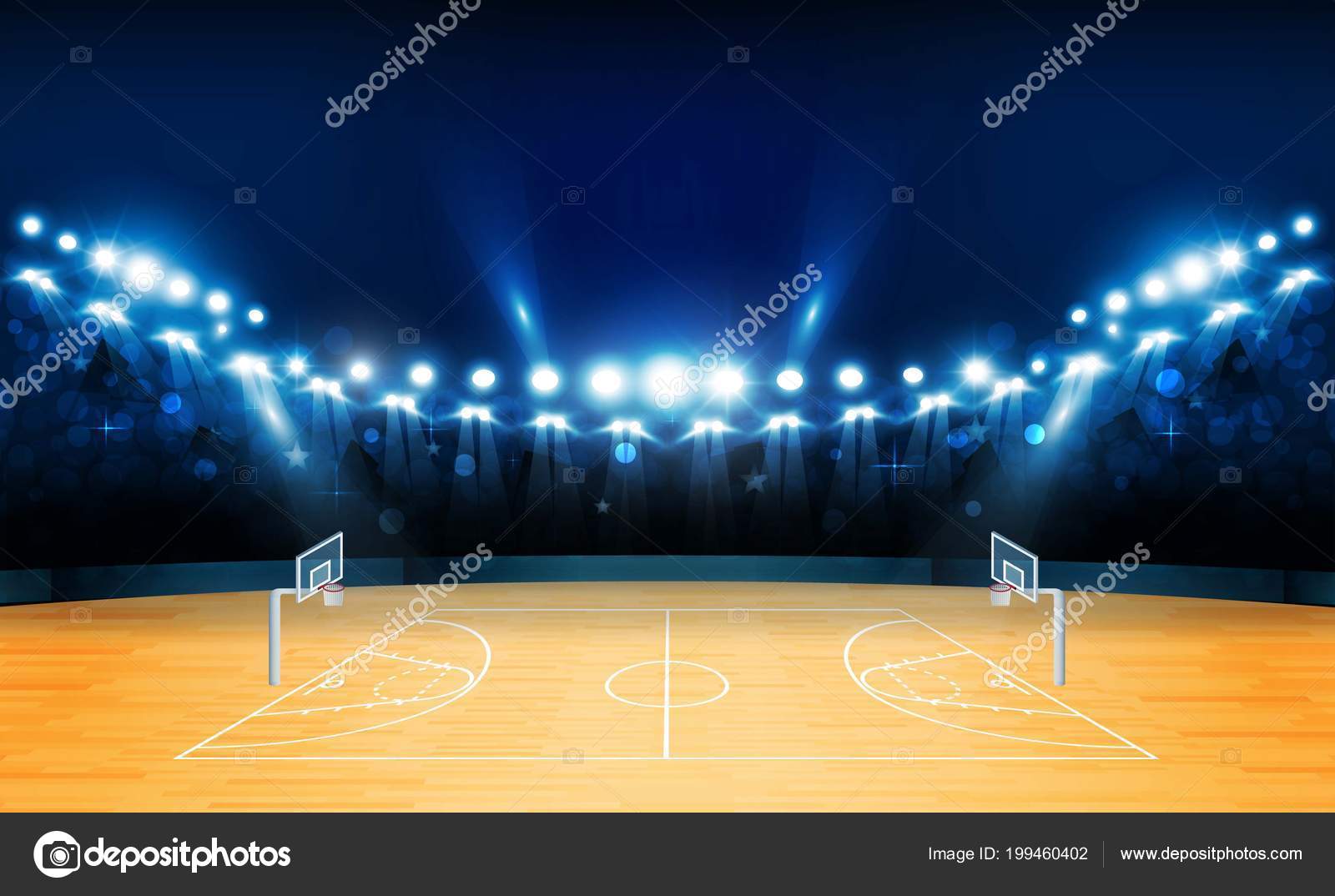 Basketball Arena Field Bright Stadium Lights Design Vector Illumination ...
