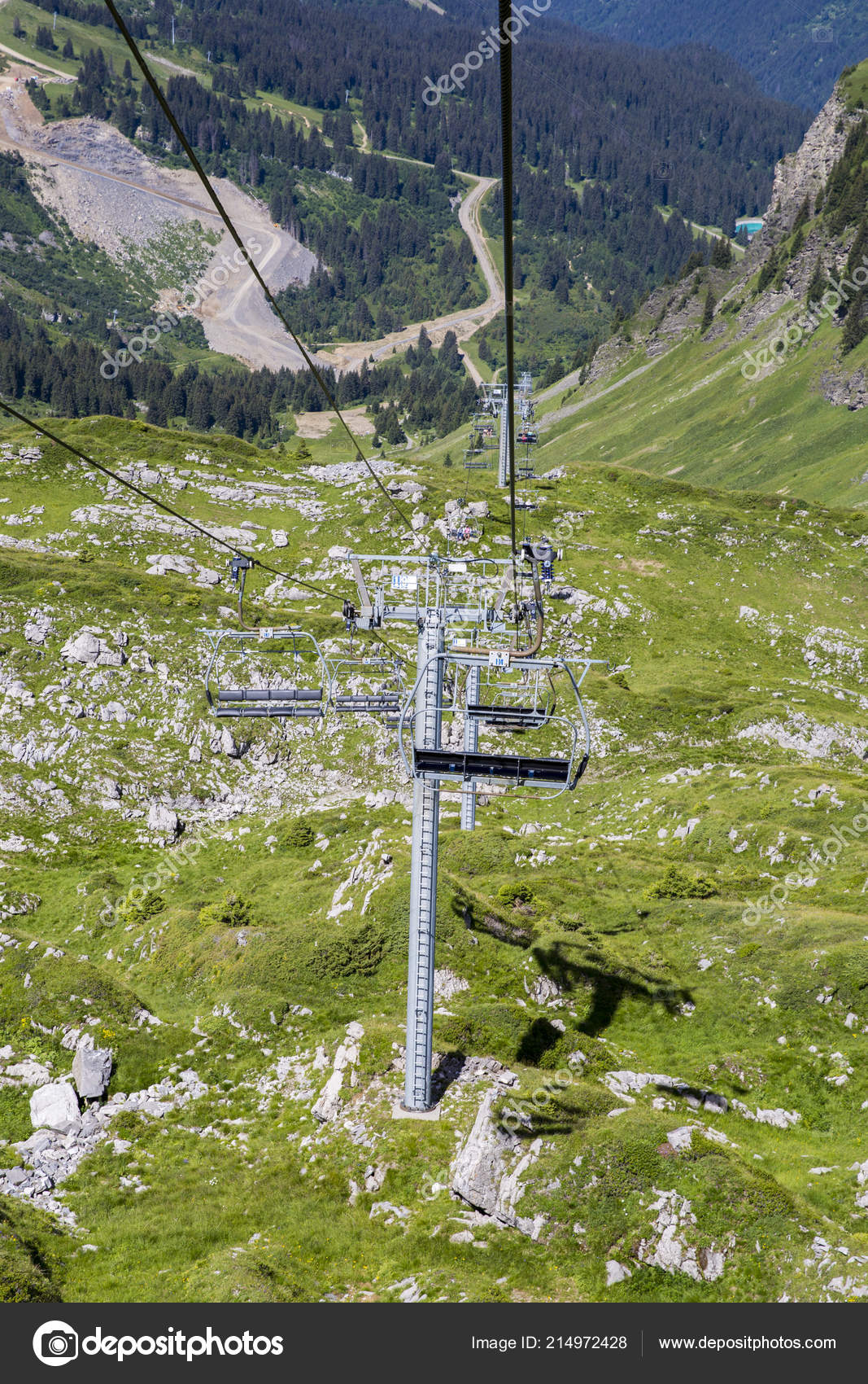 Alpine Landscape Summer Viewed Chair Lift Alps Mountain Massif Cantons ...
