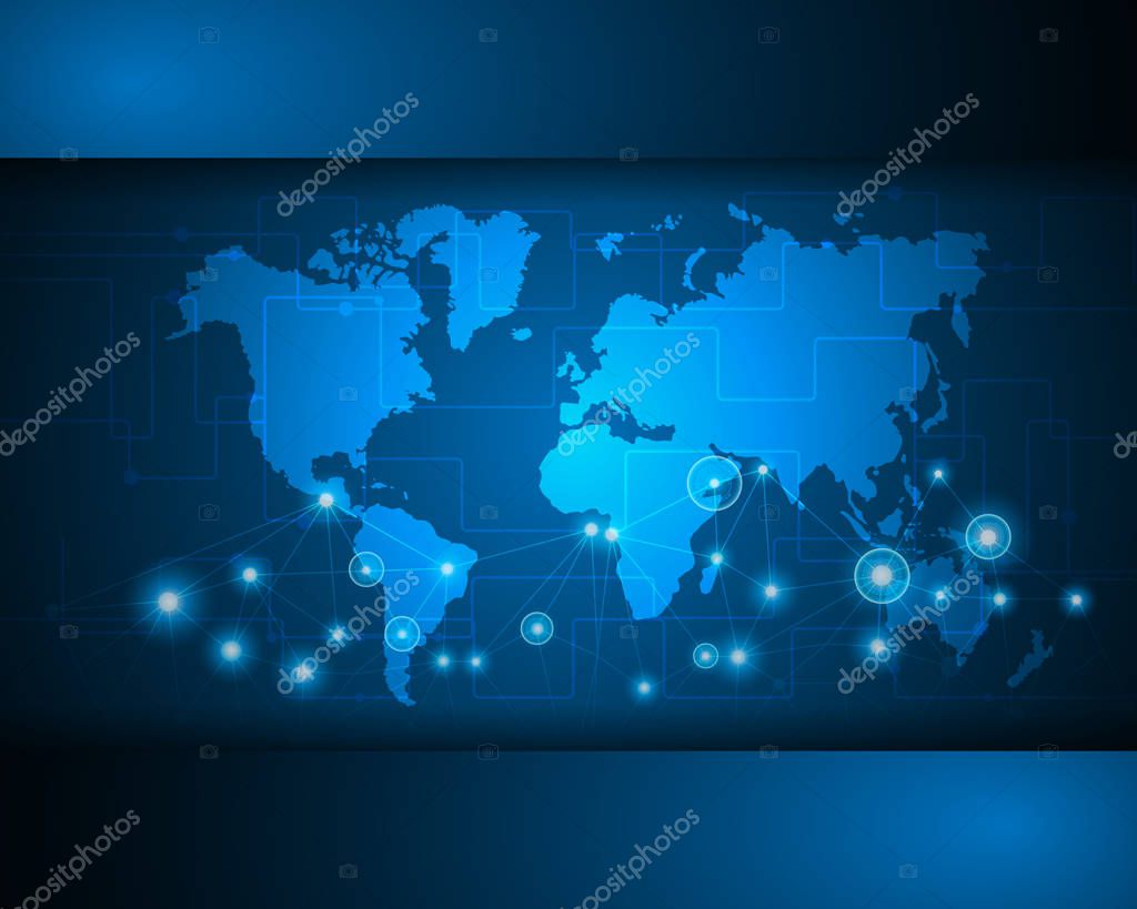 Mapa mundial de la línea de Internet ciberinalámbrica conexión a ...