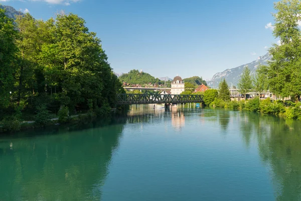Beautiful View Interlaken Town Two Lakes Bridge Viewing Platform Harder ...