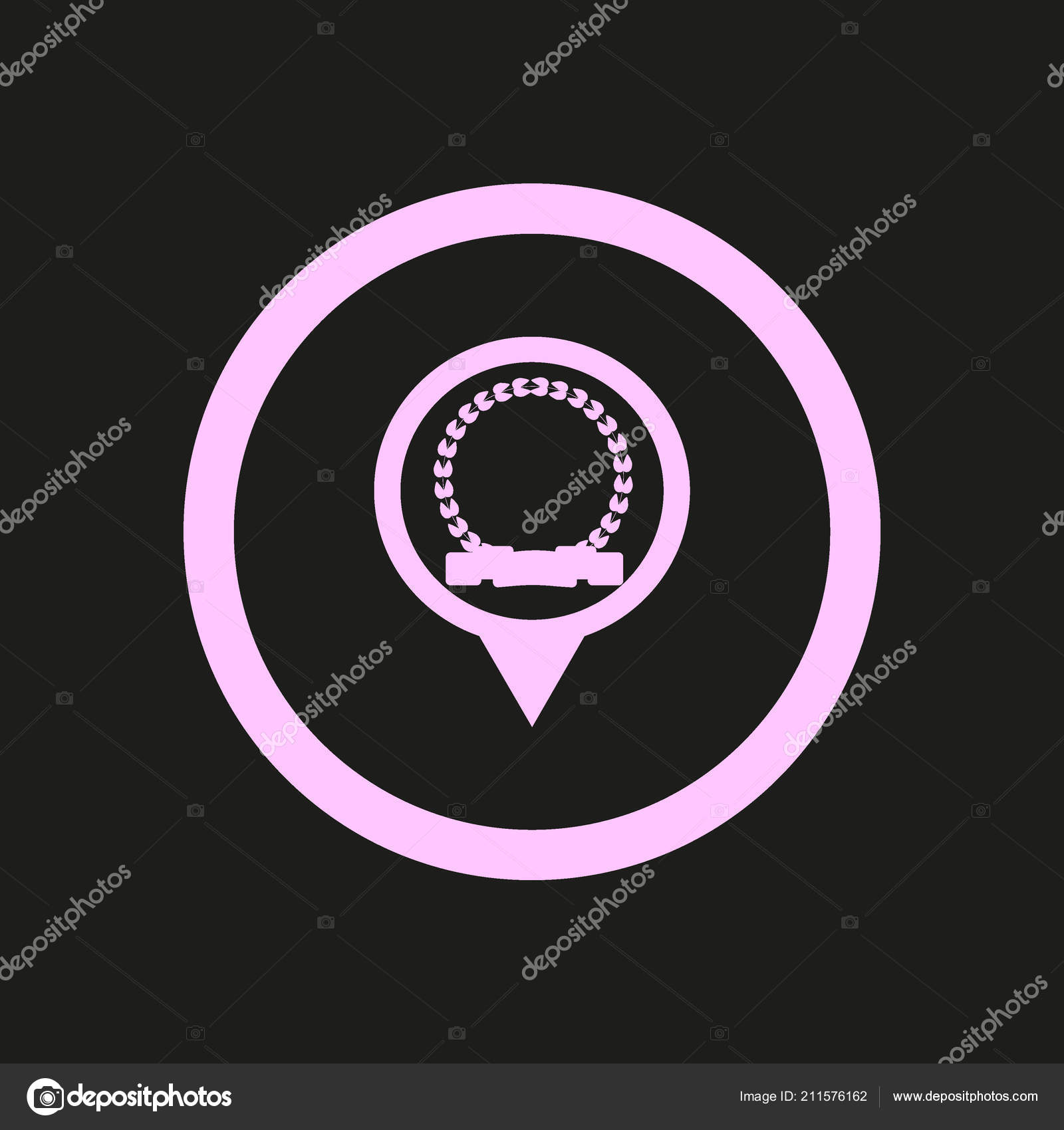 Pink Location Icon Black Background Stock Vector by ©nettibuletti 211576162