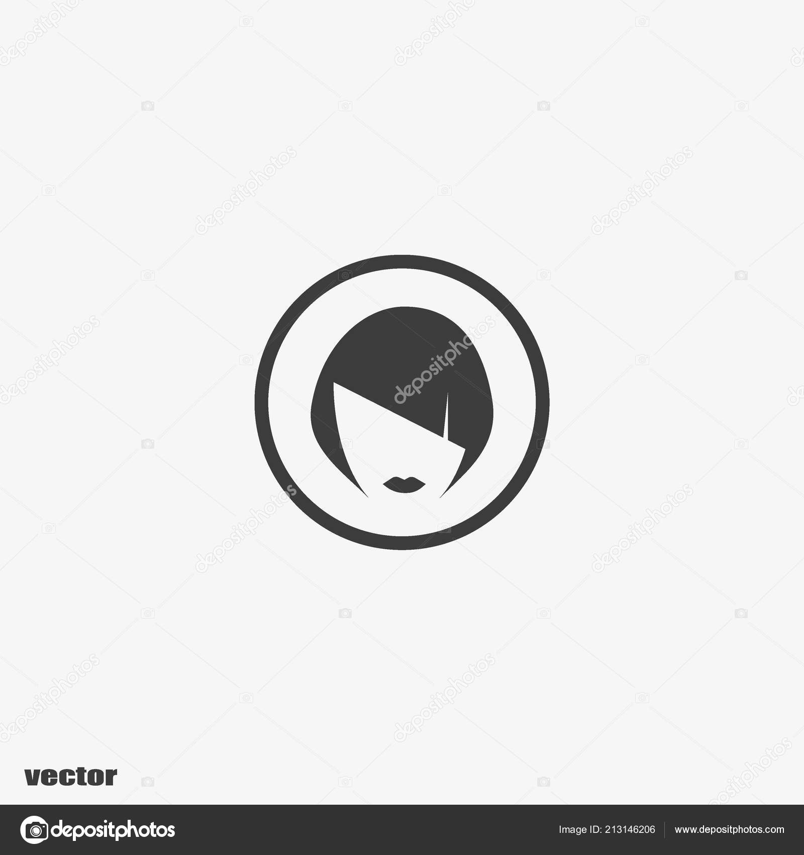 Icono Vectorial Minimalista Cabeza Femenina Con Peinado Corto Vector de stock #213146206 de ...