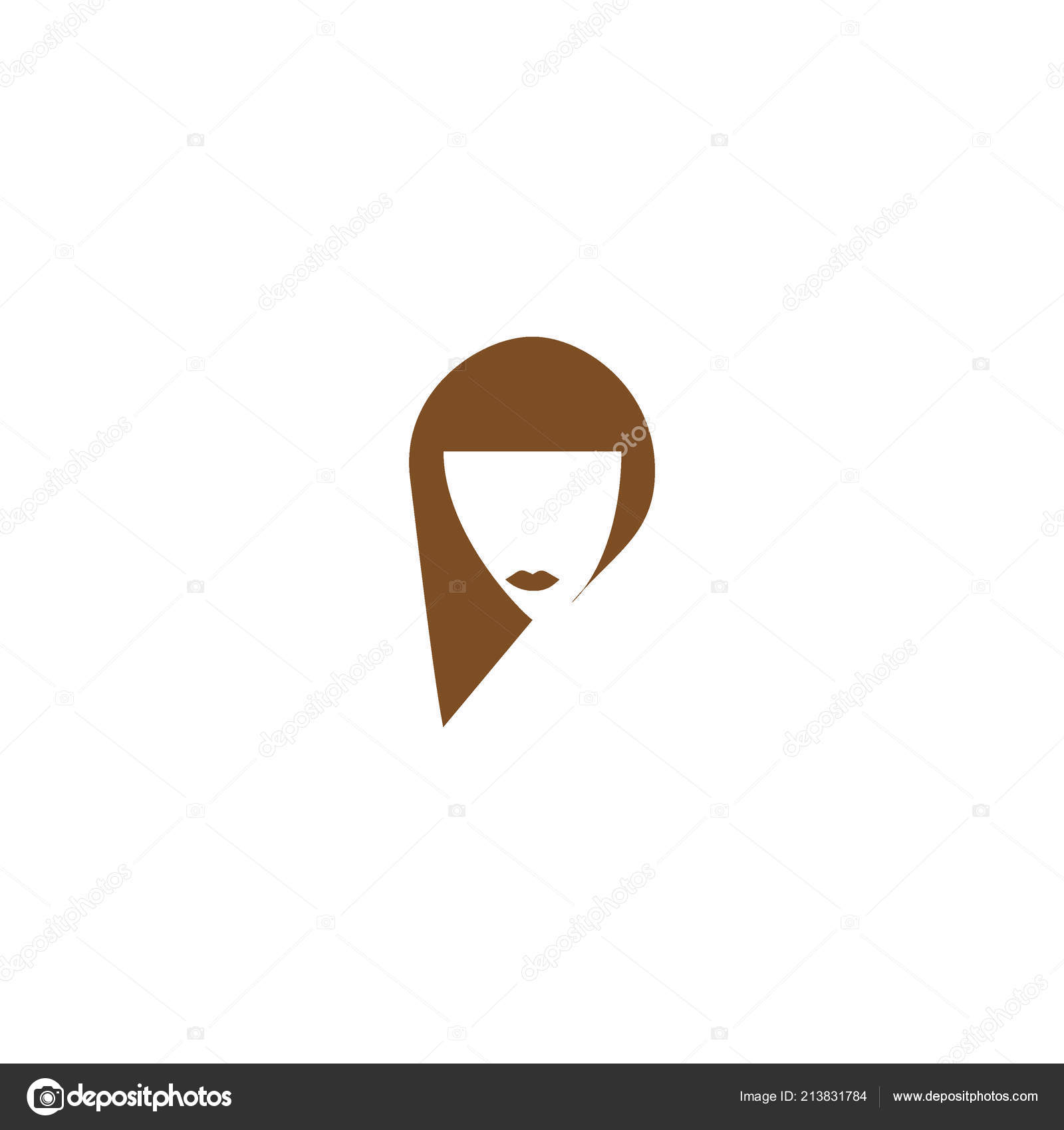Icono Vectorial Minimalista Cabeza Femenina Con Peinado Largo Vector de stock #213831784 de ...