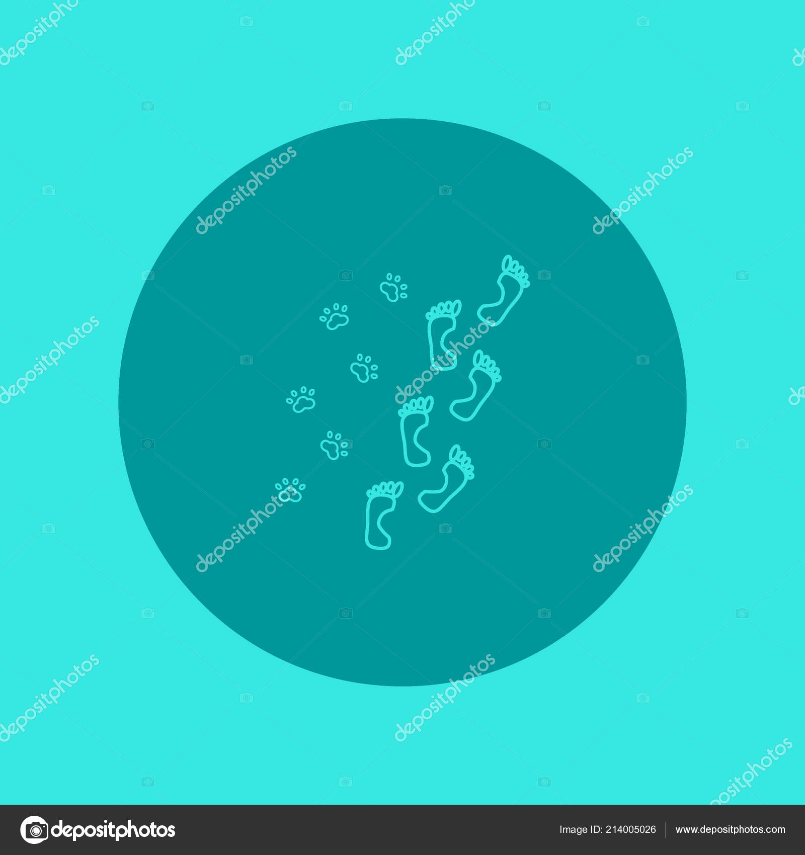 Foot Marks Dog Human Web Icon Vector Illustration Stock Vector Image by ...