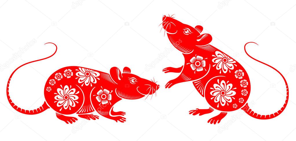 Símbolo de zodíaco chino de rata Vector de stock por ©Pazhyna 278932734