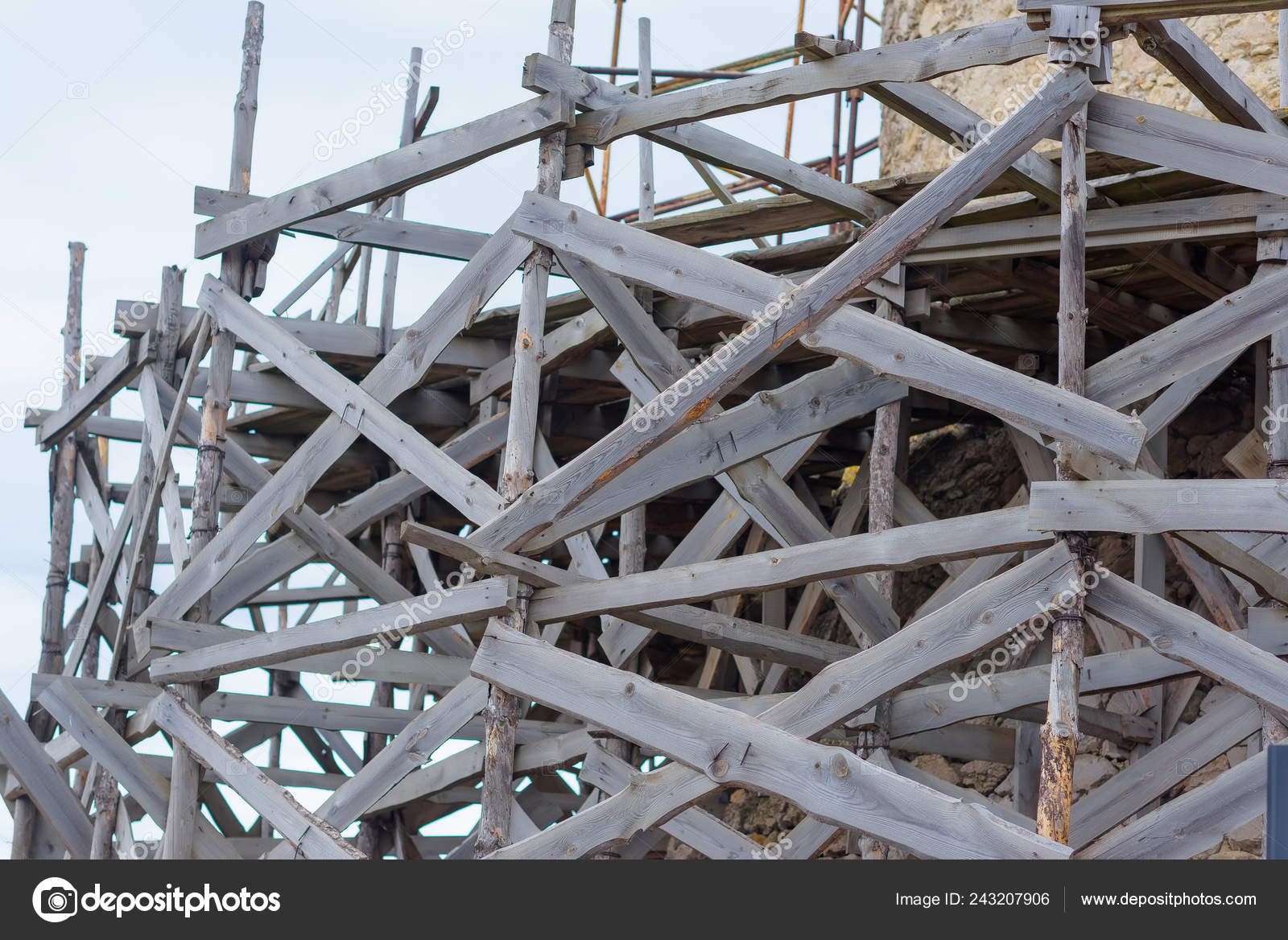 Building Scaffolding Construction Wooden Boards Construction ...