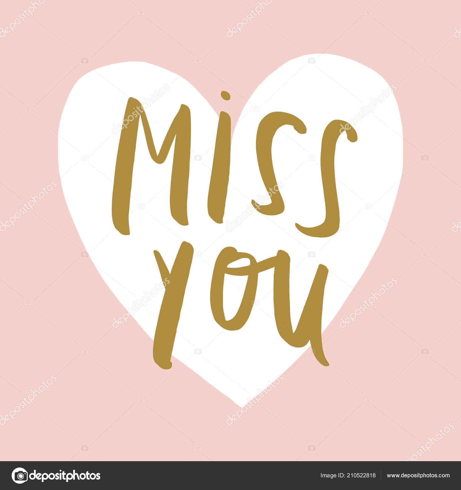 Lettering Poster Postcard Miss You Vector Illustration — Stock Vector ...