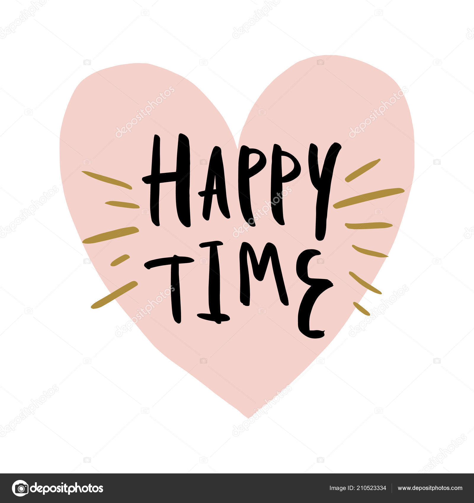 Lettering Poster Postcard Happy Time Vector Illustration Stock Vector ...