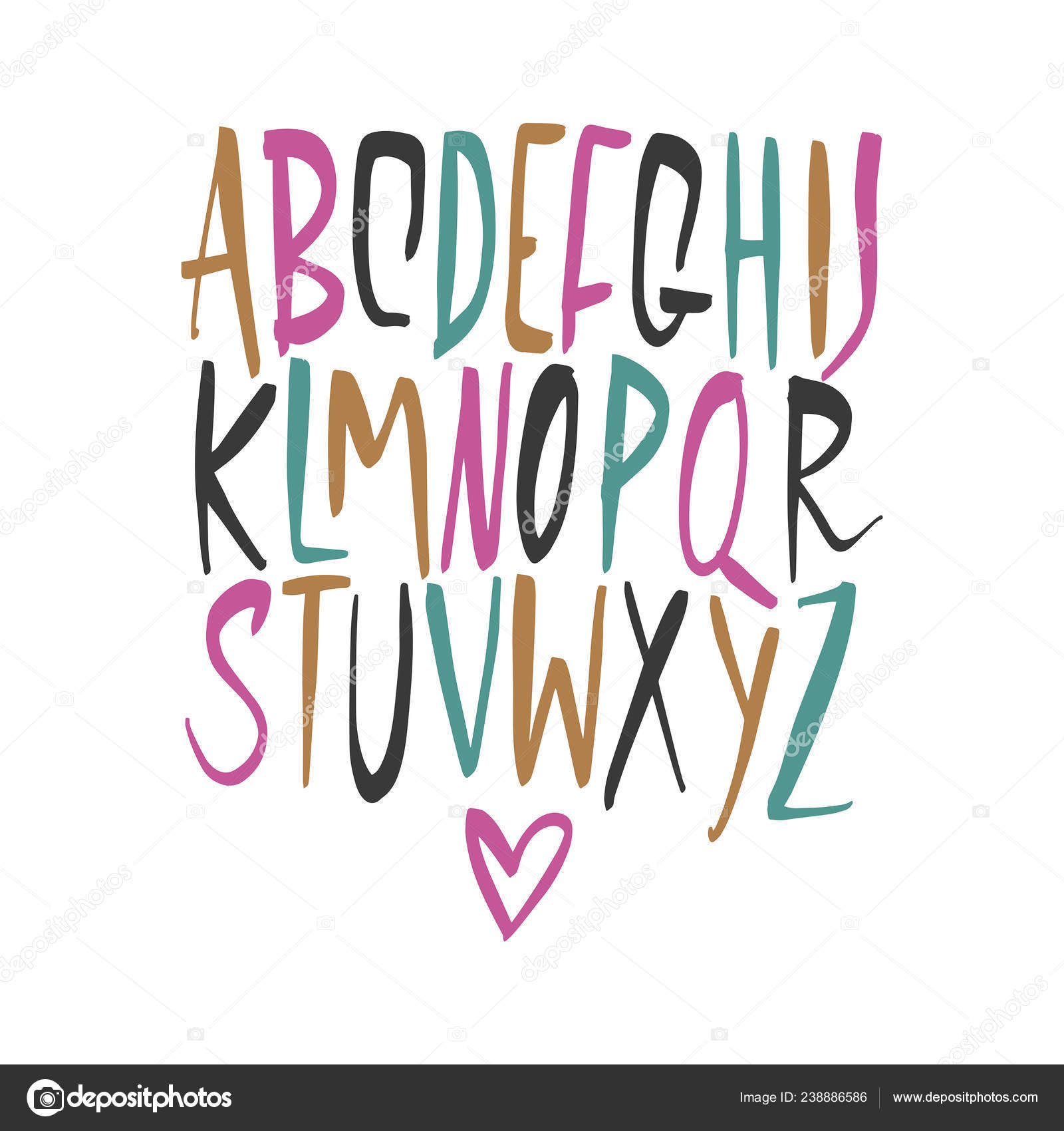 Colorido Mano Dibujado Lindo Juego Fuentes Abc Alfabeto Aislado Sobre ...