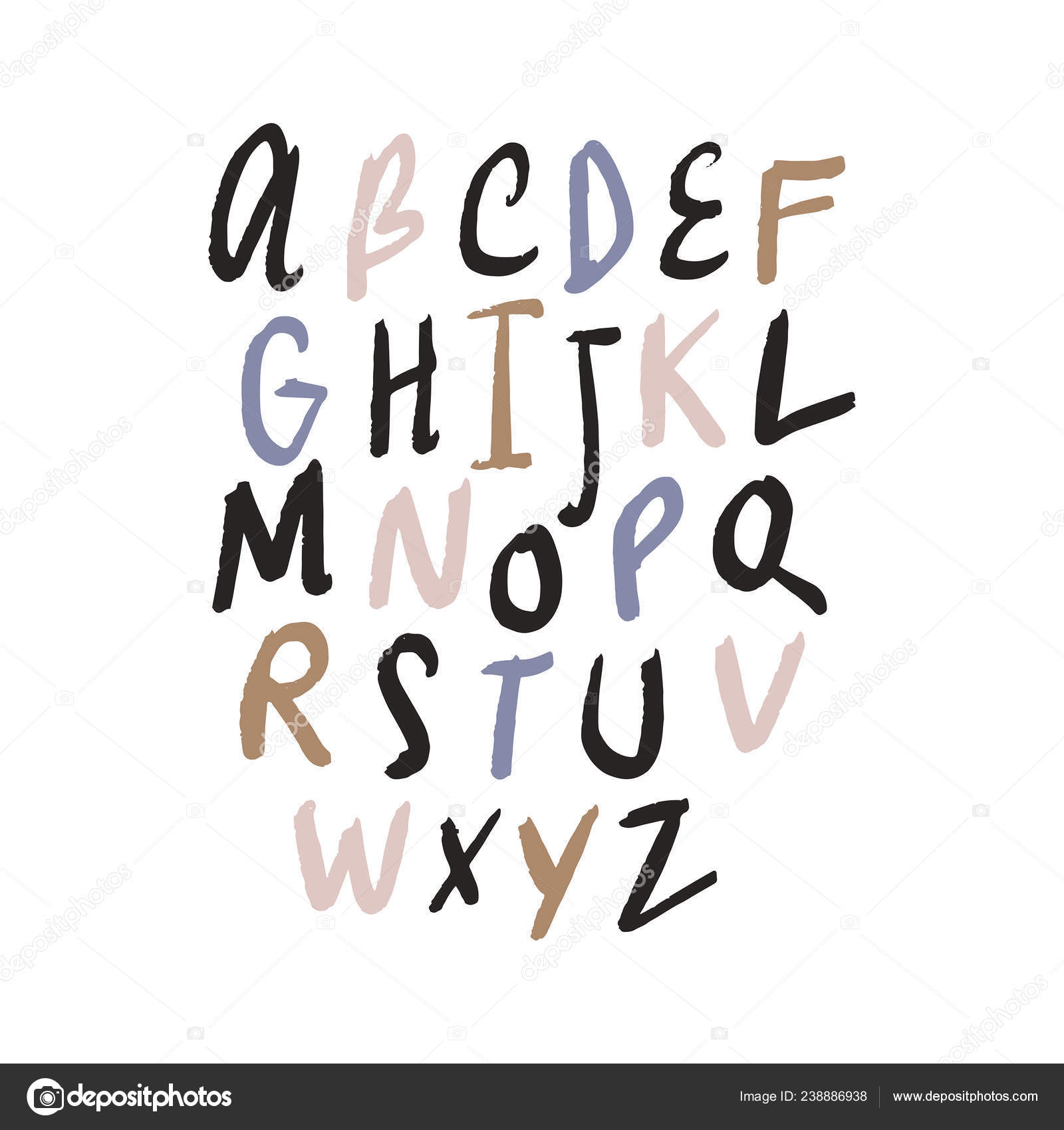 Colorful Hand Drawn Cute Font Set Abc Alphabet Isolated White Stock ...