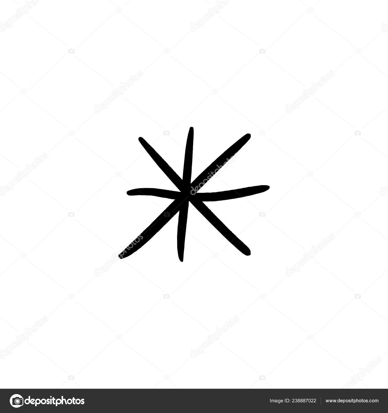 Star Snowflake Drawing Stylized Simple Decor Funny Gouache Sketch Print ...