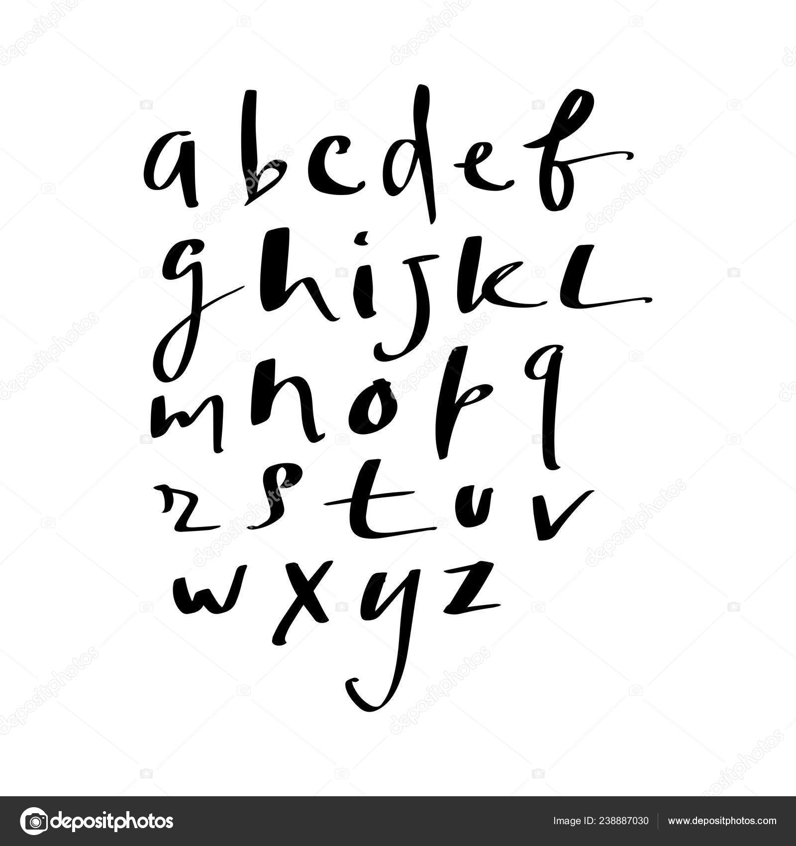 Hand Drawn Cute Font Set Abc Alphabet Isolated White Background Stock ...