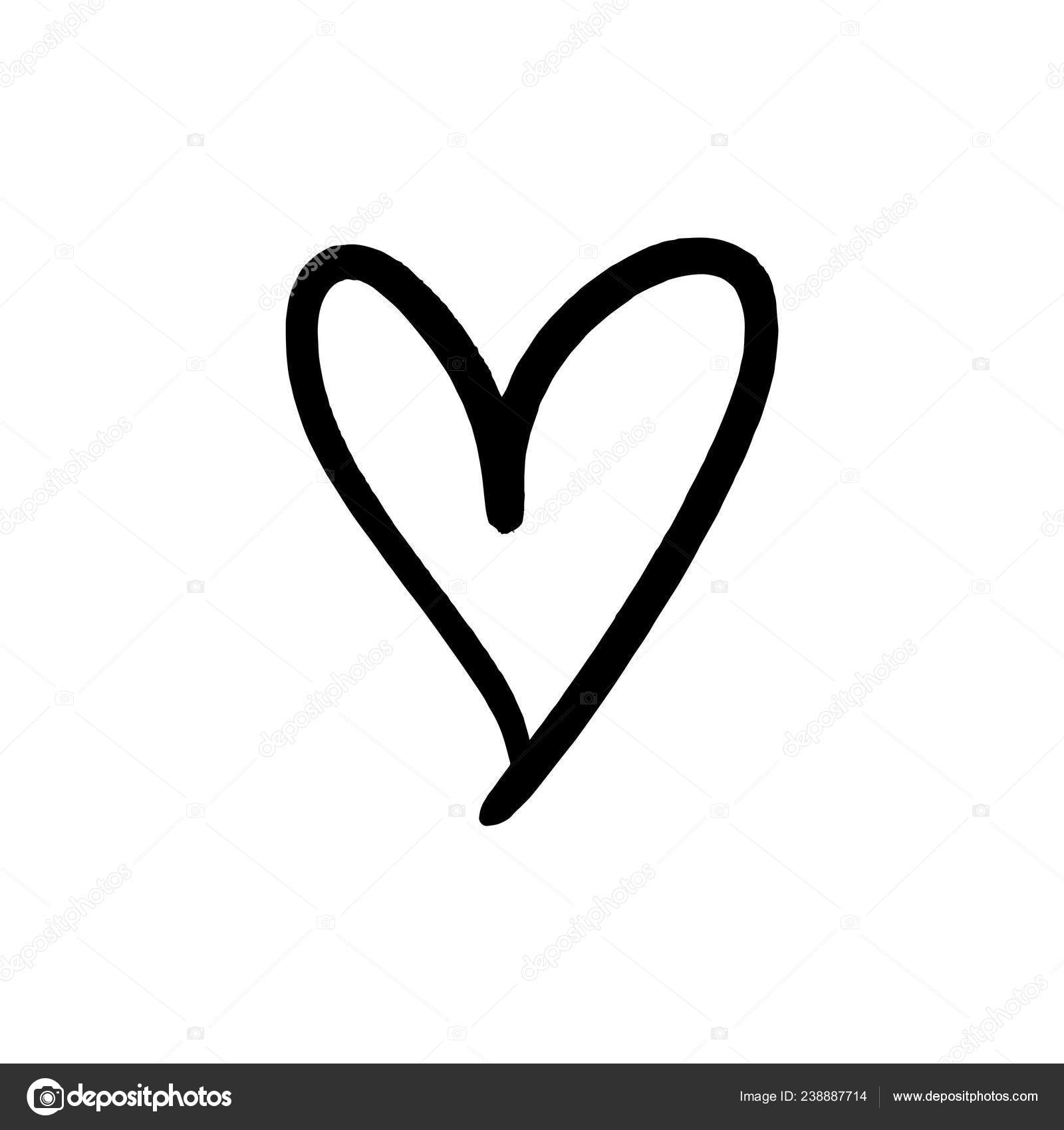 Hand Drawn Heart Brush Ink Decor Element Valentines Day Card Stock ...