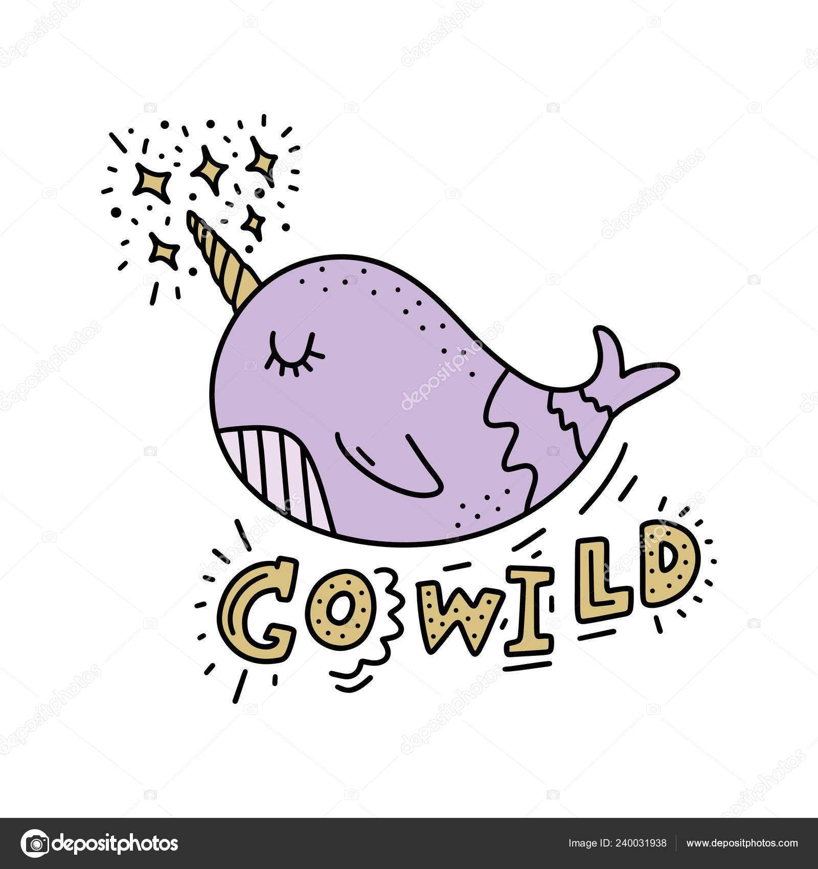 Vector Cute Little Narwhal Art Poster Banner Element Children's Book ...