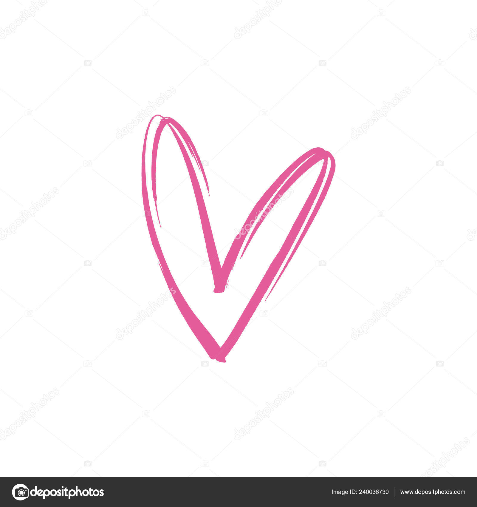 Vector Hand Drawn Pink Line Heart Illustration Love Symbol Decor Stock ...