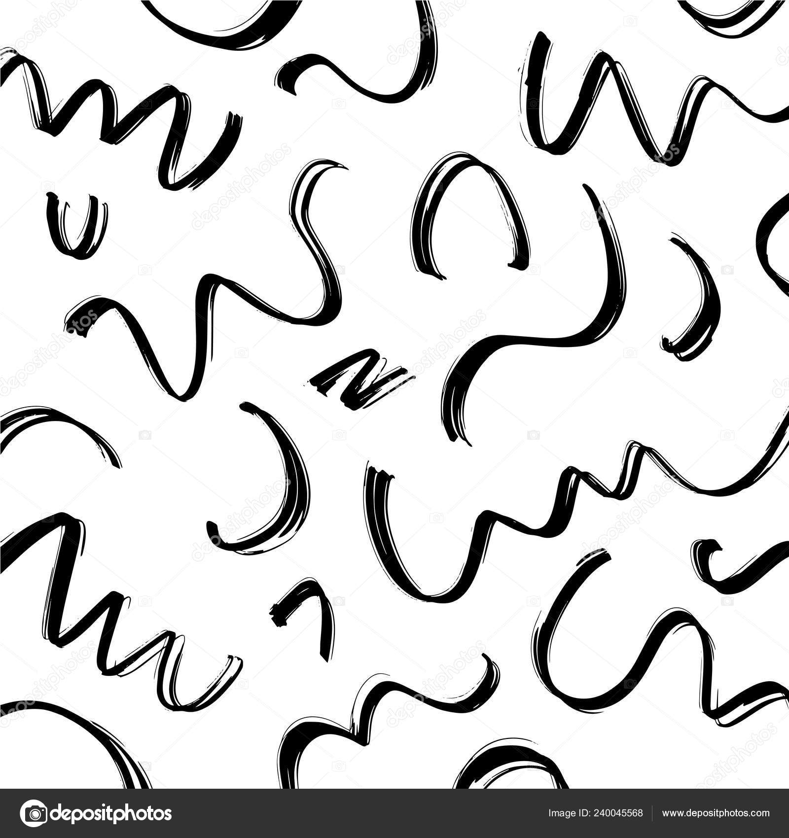 Simple Black White Vector Hand Drawn Lines Pattern Background Ink Stock ...