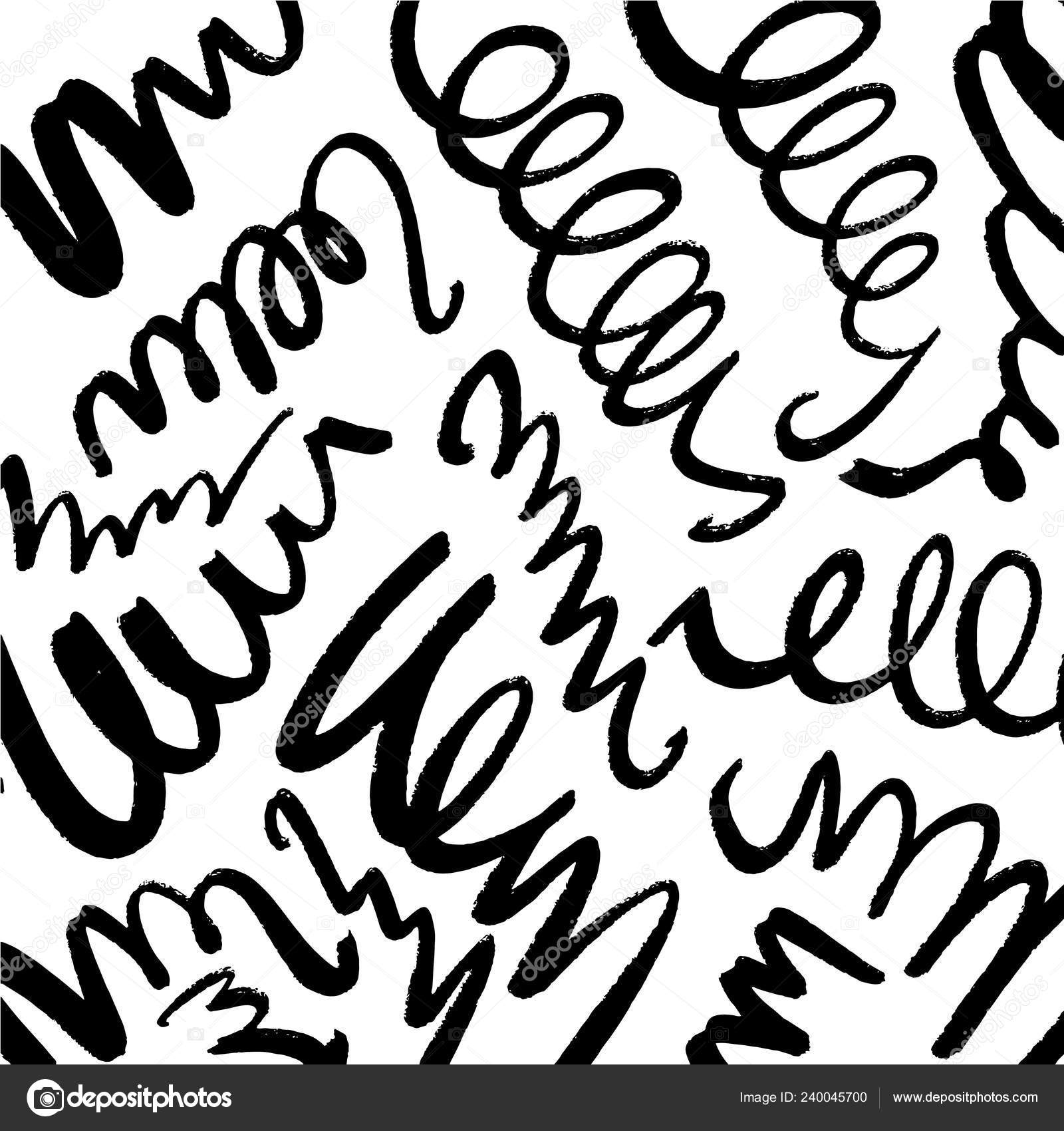 Simple Black White Vector Hand Drawn Lines Pattern Background Ink Stock ...