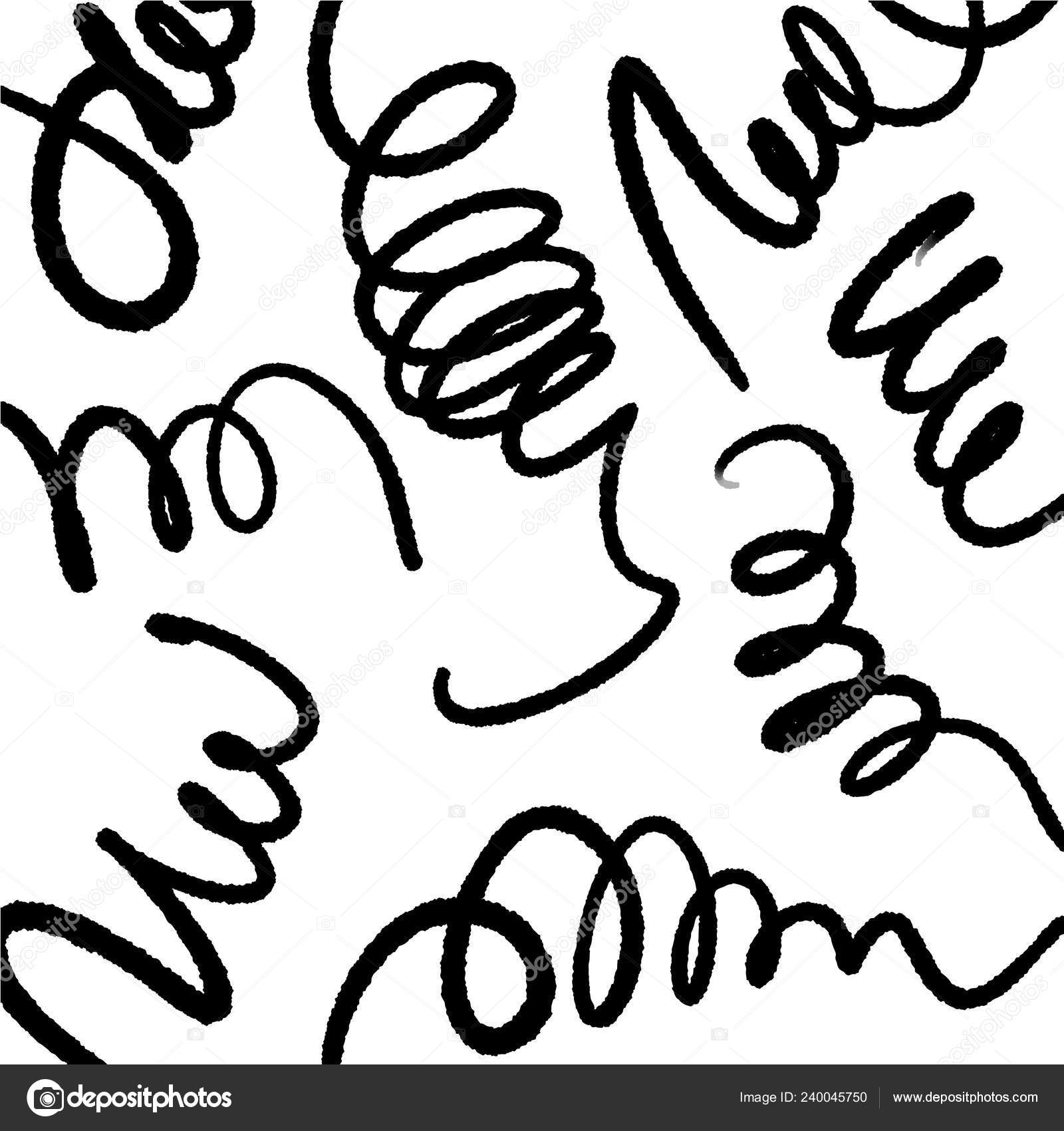 Simple Black White Vector Hand Drawn Lines Pattern Background Ink Stock ...