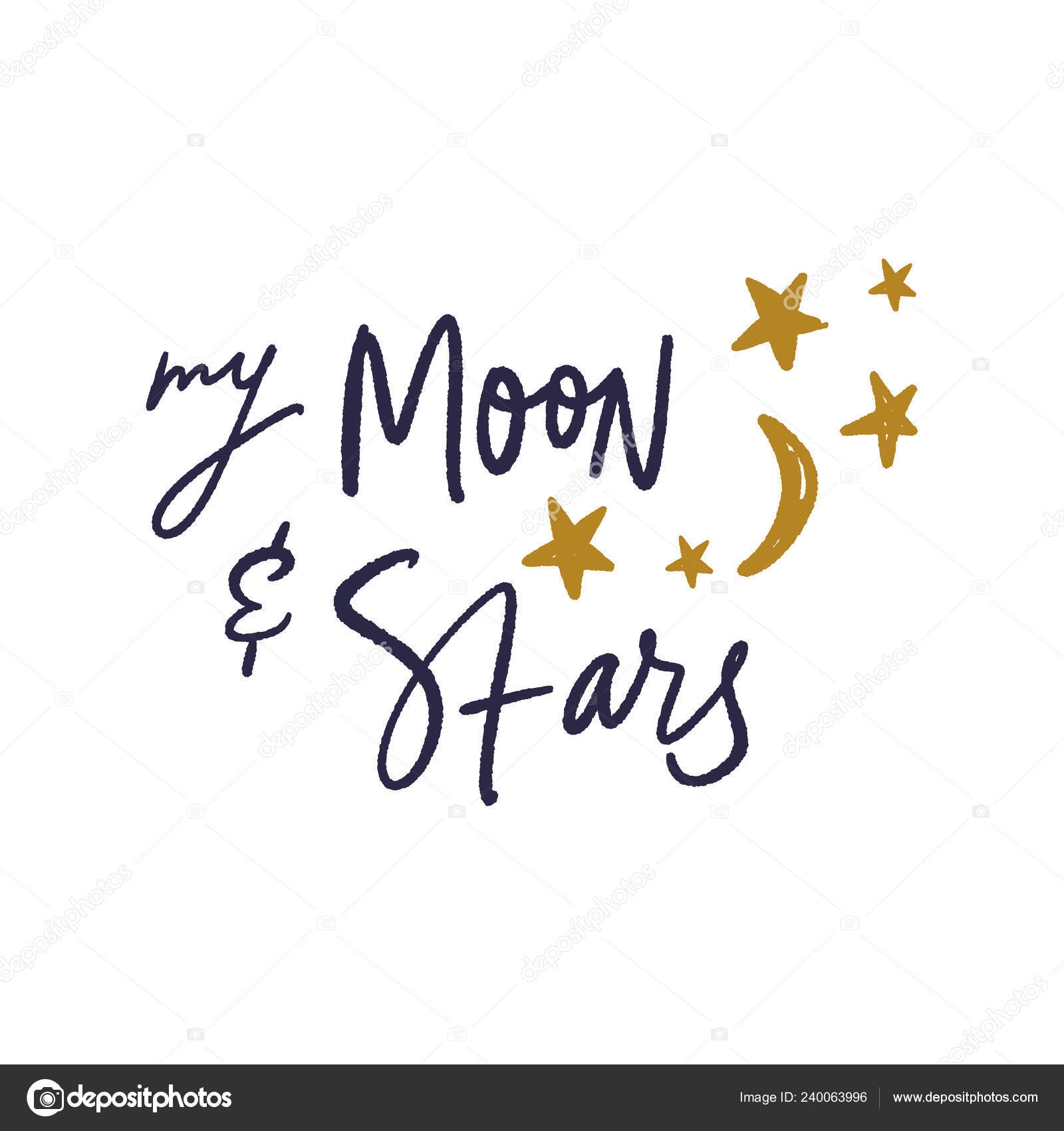 Hand Lettered Moon Stars Text Logo Type Label Print Unique Stock Vector ...