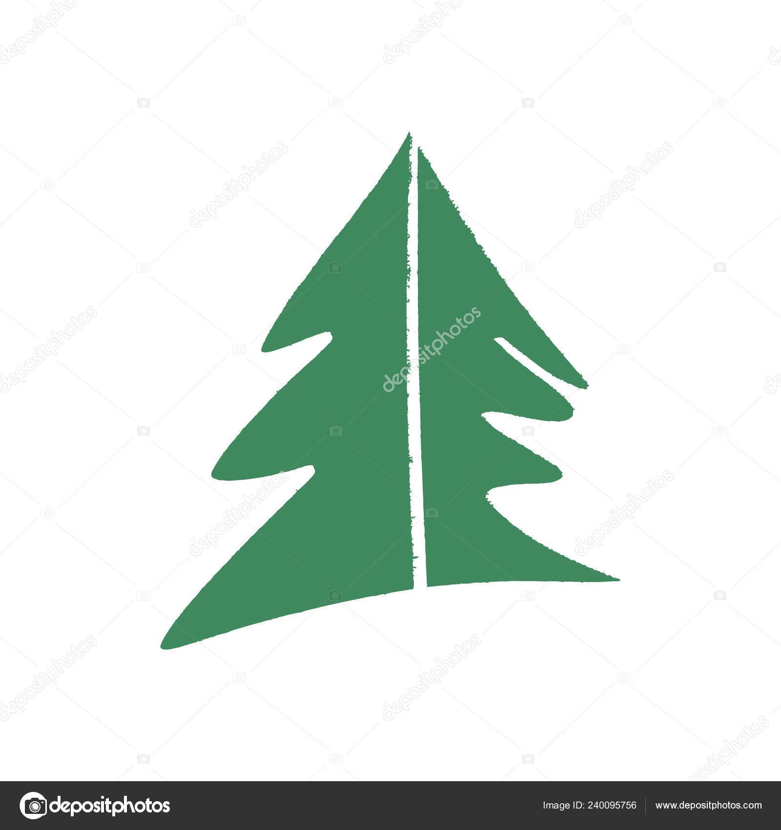 Stylized Green Tree Forest Applique Symbol White Background Stock ...