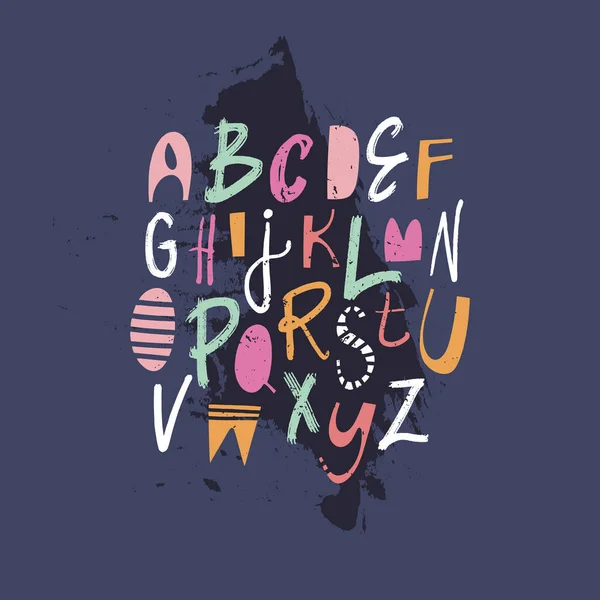 Hand Drawn Cute Font Set Abc Alphabet Letters Numbers Clipart Stock ...