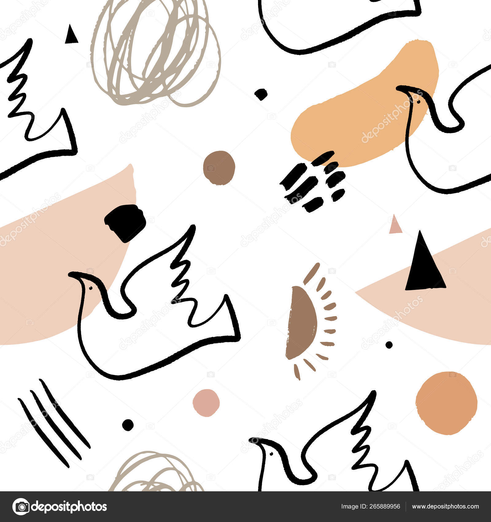 Modern seamless pattern with abstract shapes. Vector Clip Art Stock ...