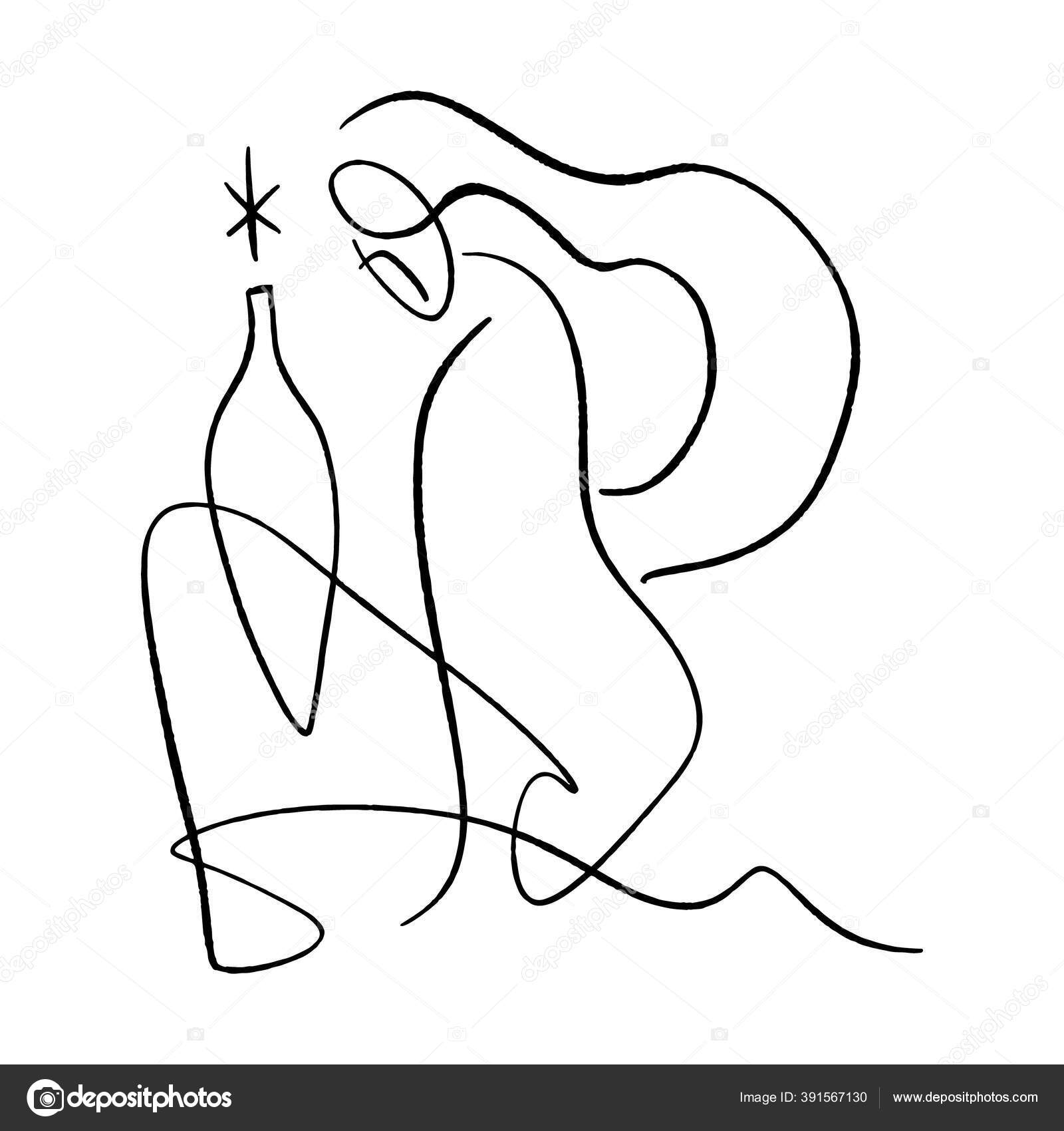 Line art woman. Self love and care concept. Continuous line drawing ...