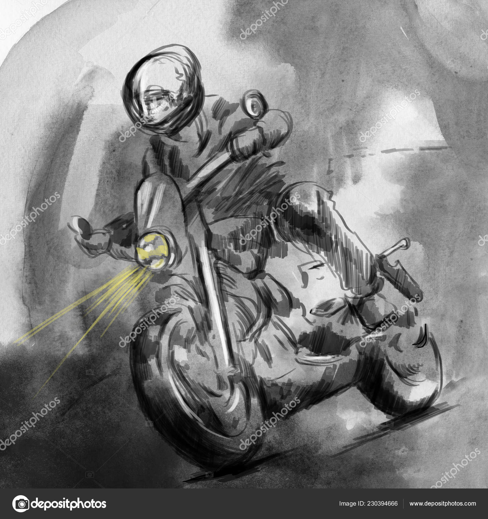 Motorbike Rider Drawing