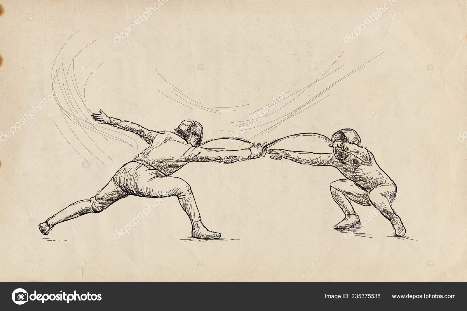 Fencing - An hand drawn illustration. Freehand sketching. Stock ...