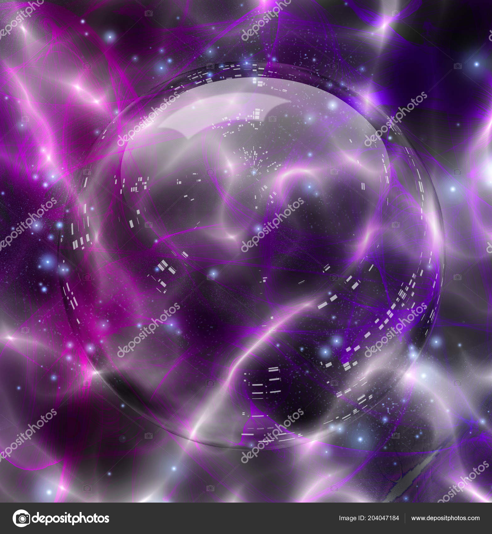 Crystal Ball Purple Swirling Lights — Stock Photo © rolffimages #204047184