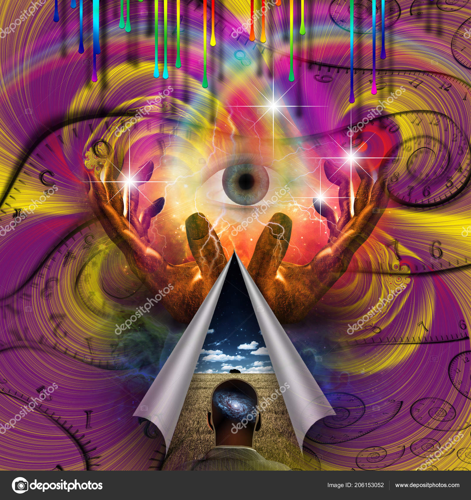 Psychedelic Abstract Eye God Hands Prayer Stock Photo by ©rlffimageso ...
