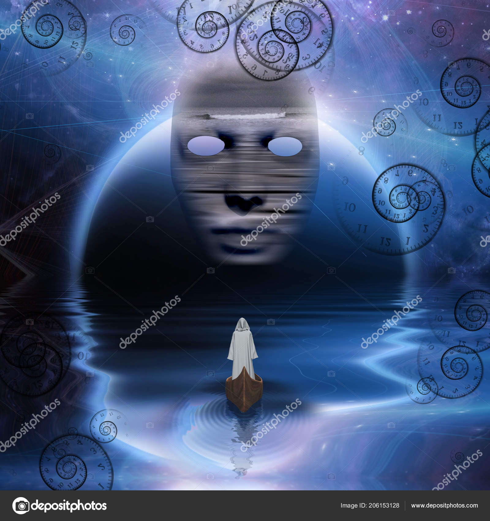 Man White Robe Floating Abstract Space — Stock Photo © rolffimages ...