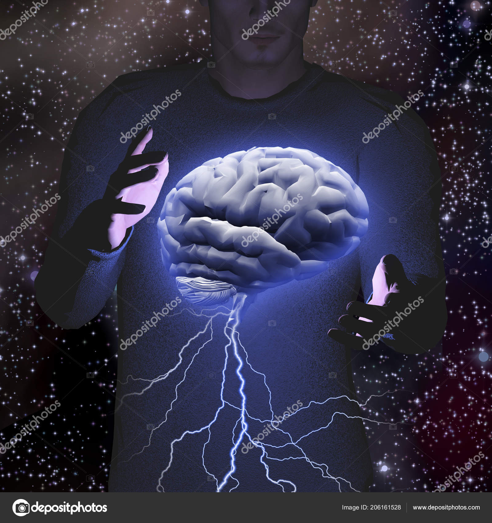 Man Controls Brain Storm Rendering — Stock Photo © rolffimages #206161528