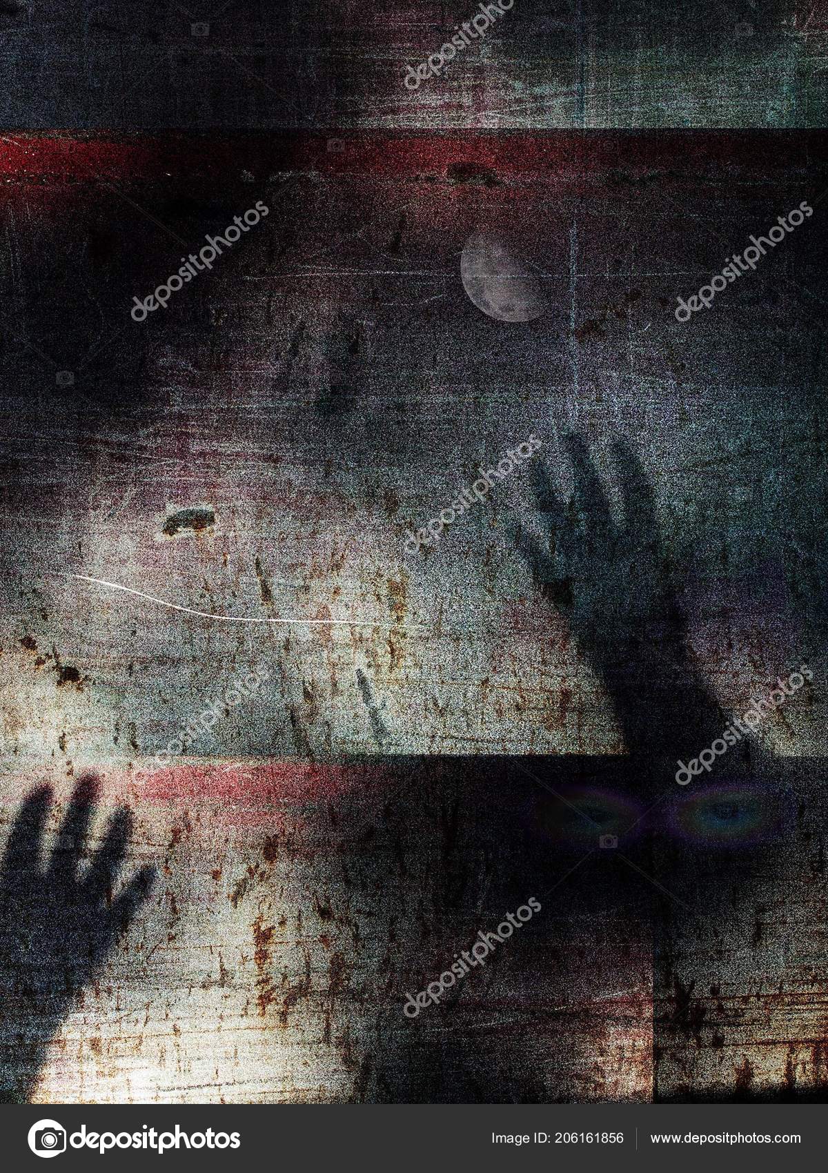 Creepy Scene Shadow Hands Evil Eyes — Stock Photo © rolffimages #206161856